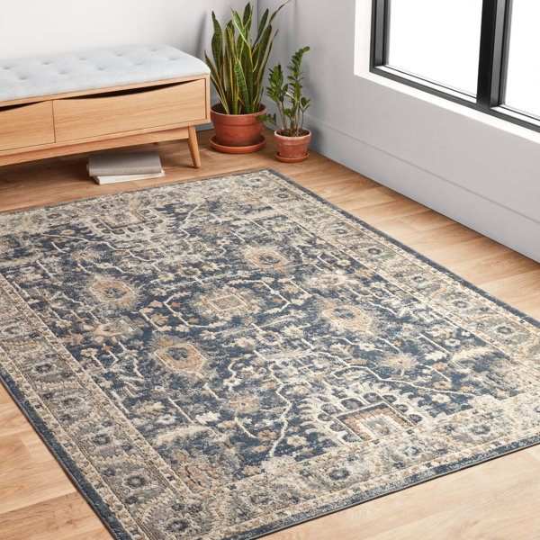 Charlton Home® Sagefield Performance Denim/Pebble Rug & Reviews | Wayfair