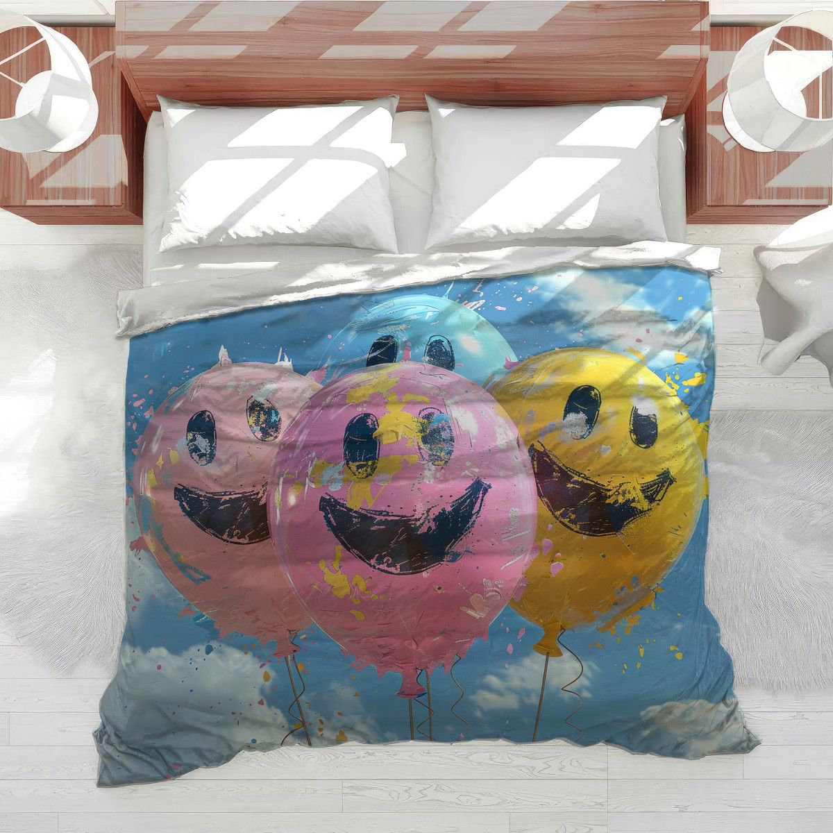 VisionDecor Smiley Balloons Bedding Fun Comforter Playful Floats | Wayfair