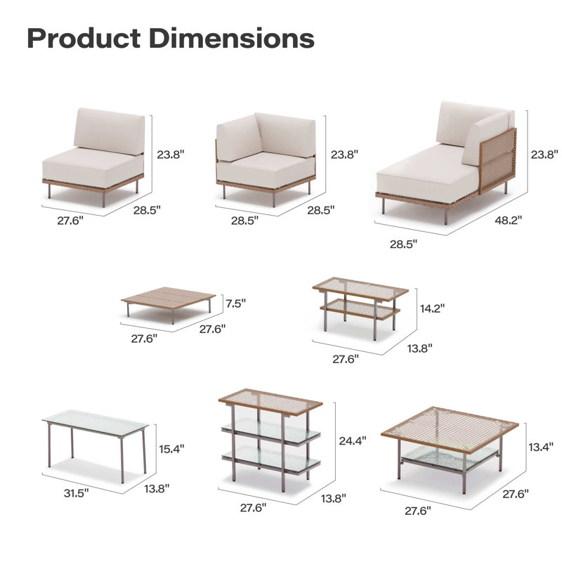 Latitude Run® Janski 5 - Person Outdoor Sectional Seating Group with ...