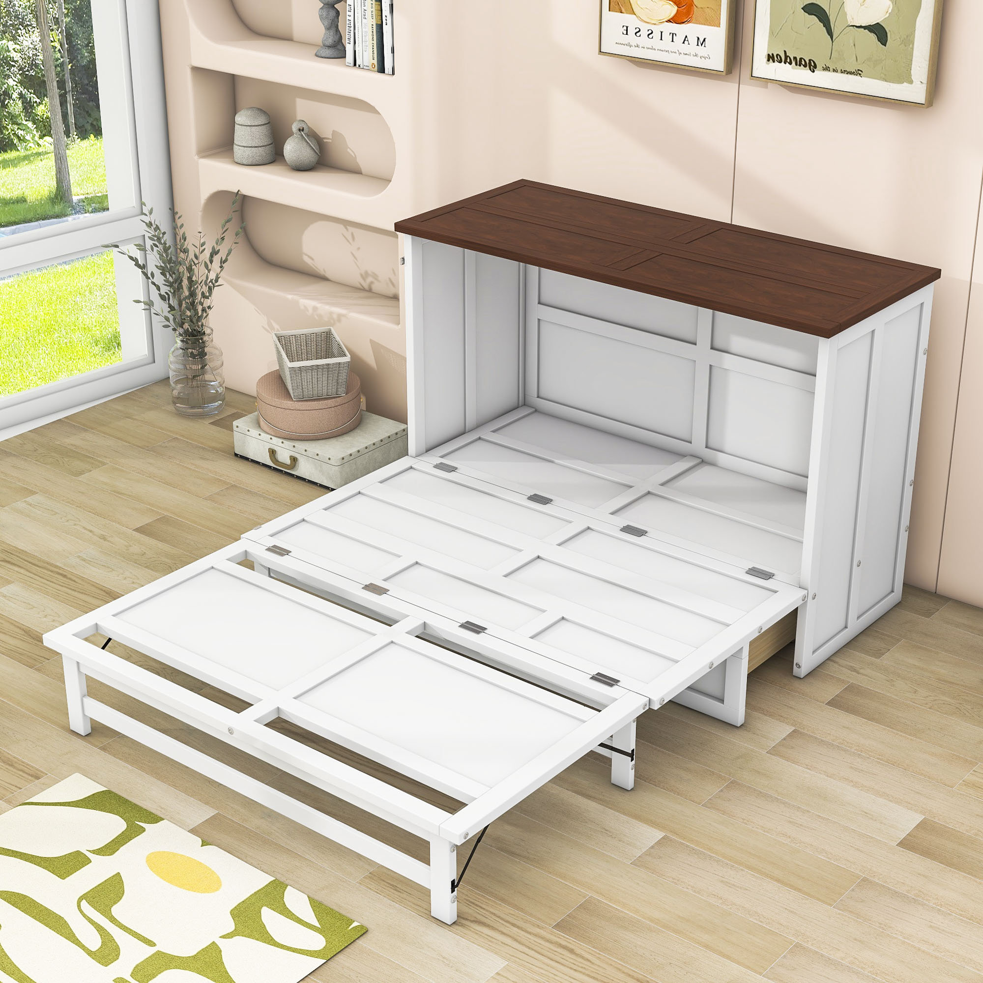 Wildon Home® Commode de lit escamotable en bois avec station de charge et tiroir Argirdas ...