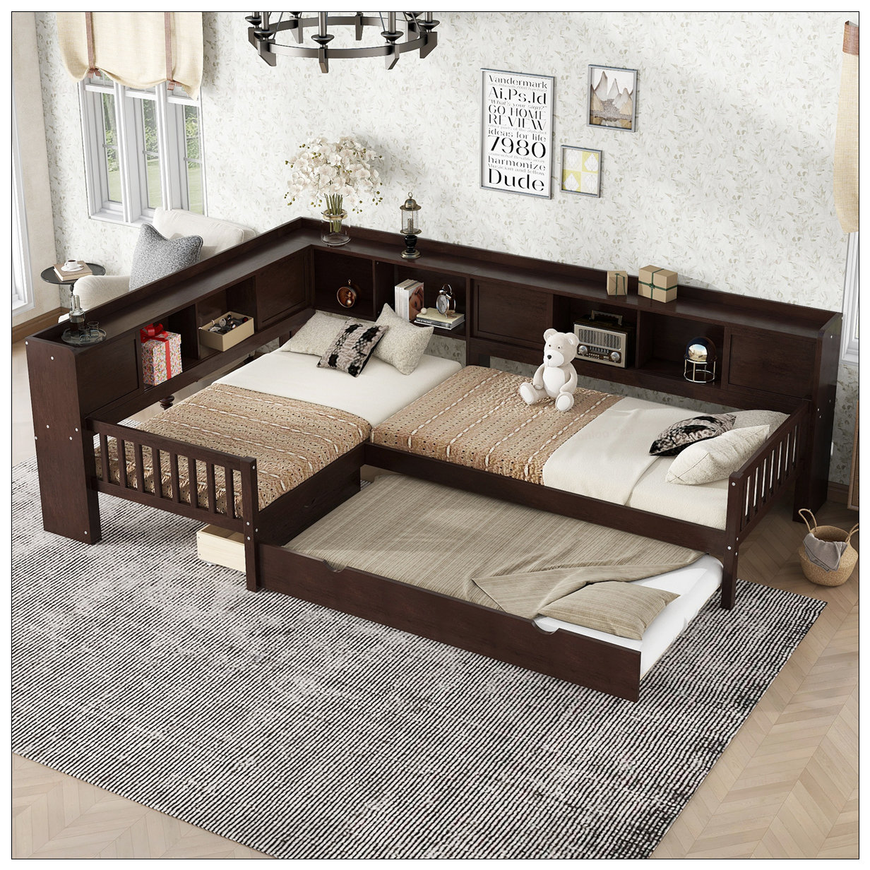 L Shaped Twin Beds With Storage