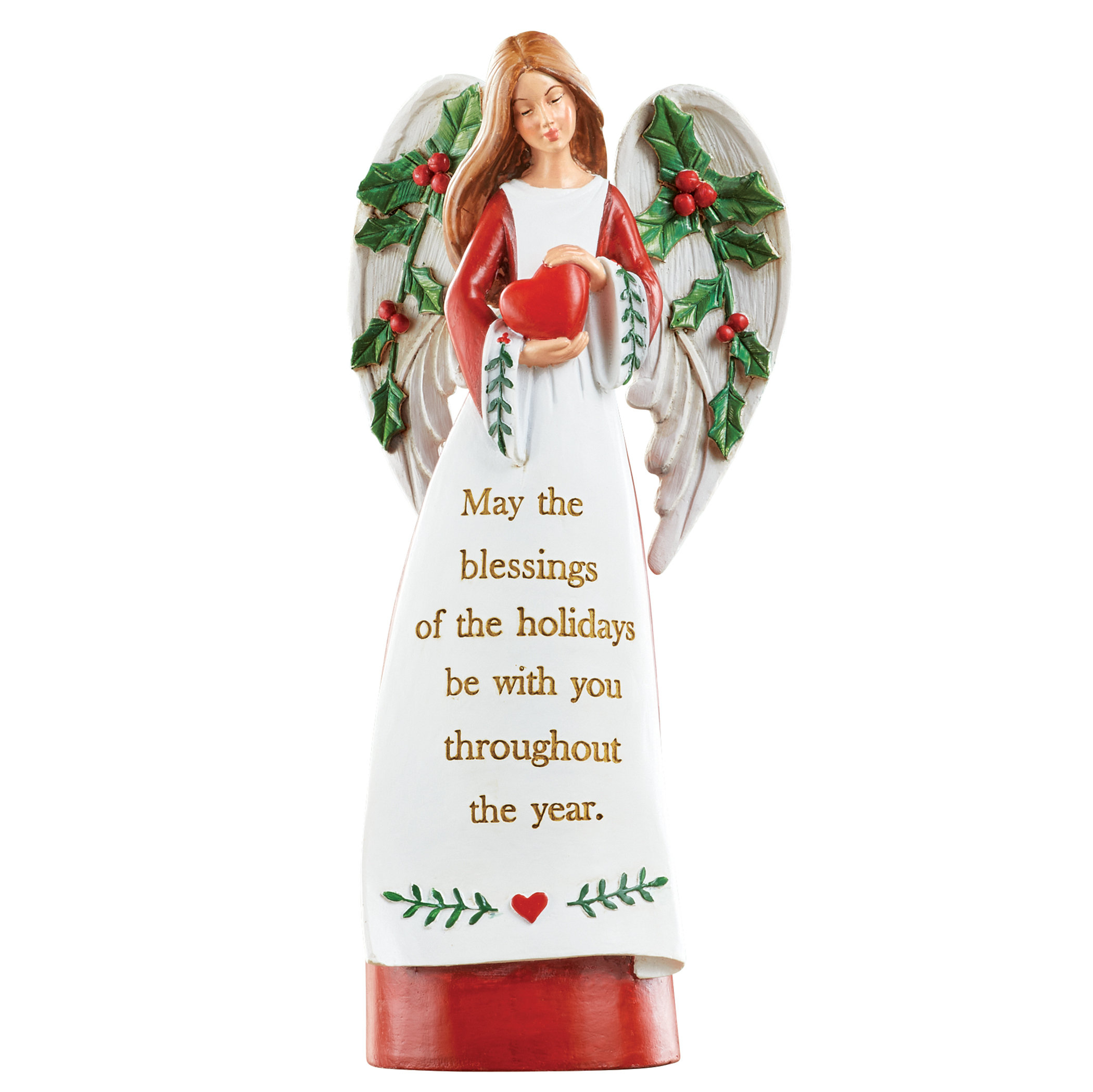 The Holiday Aisle® Sentiment Holiday Angel Figurine Holding A Heart ...