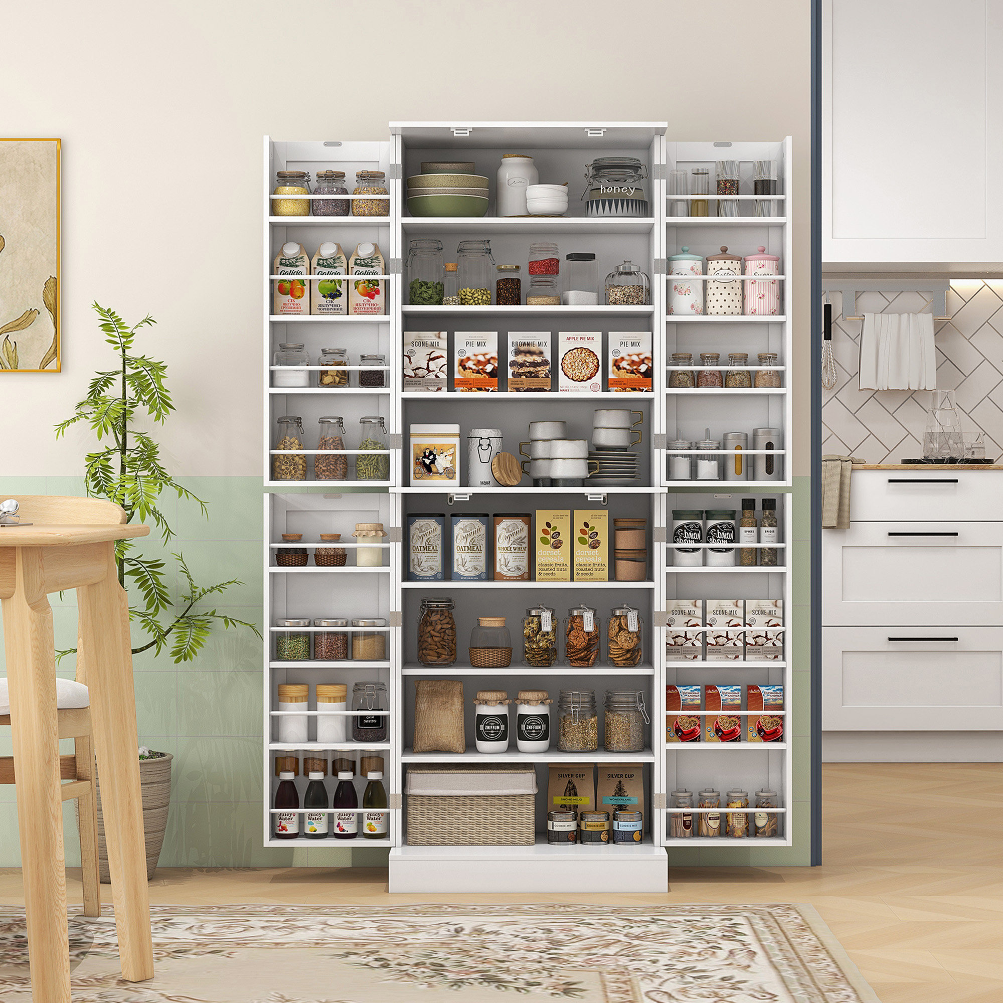 Latitude Run® Kitchen Pantry Cabinet, Modern Storage Cabinet With Doors ...
