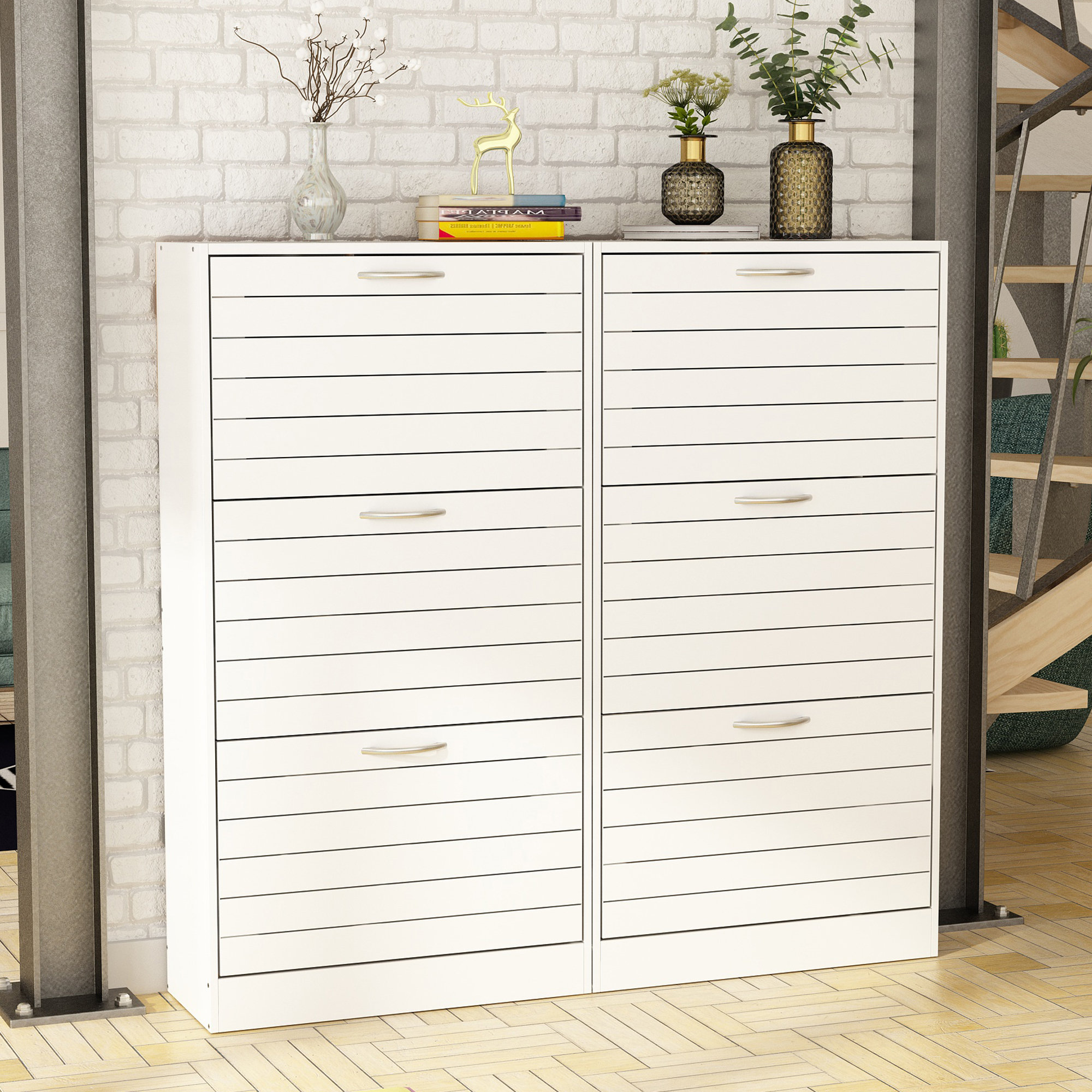 Latitude Run® 36 Pairs Of Shoes 6 Flip Flops Combination Shoe Cabinet ...