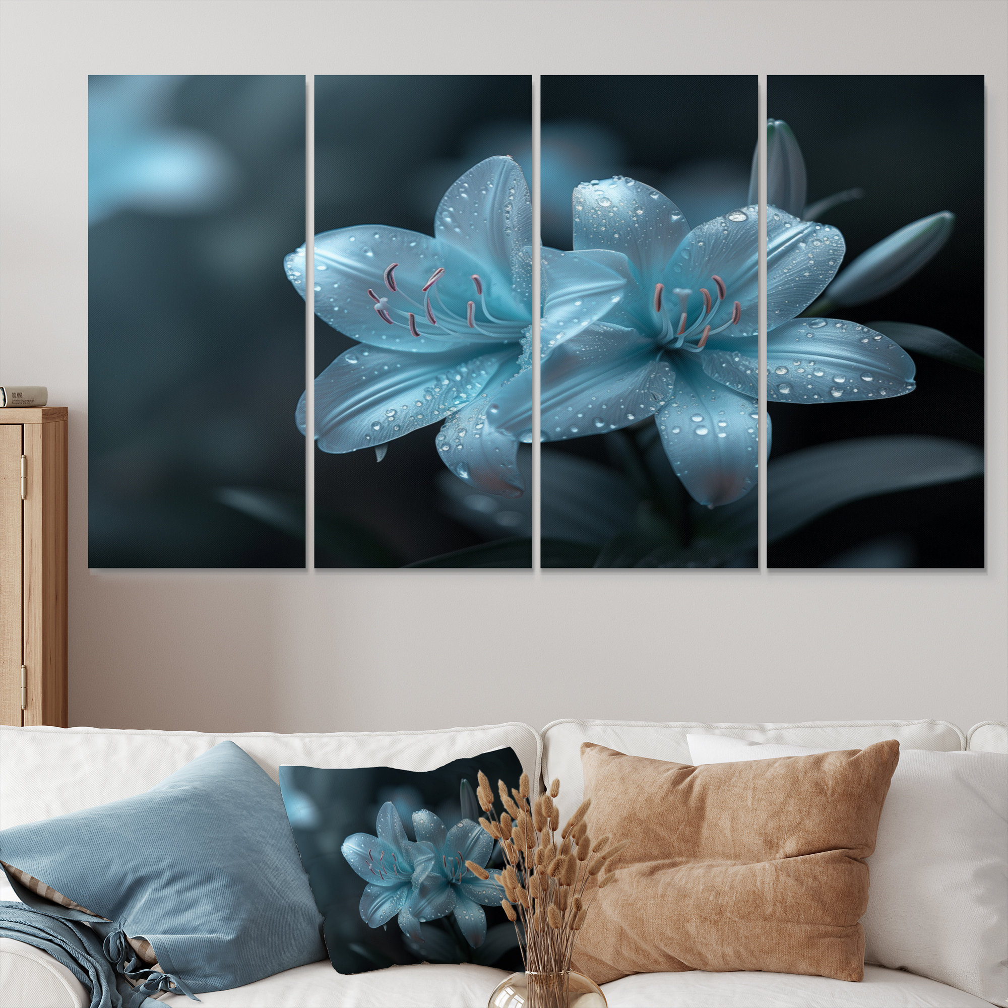 Latitude Run® Modern Light Blue Monochrome Lilies Photo - Lilies Wall ...