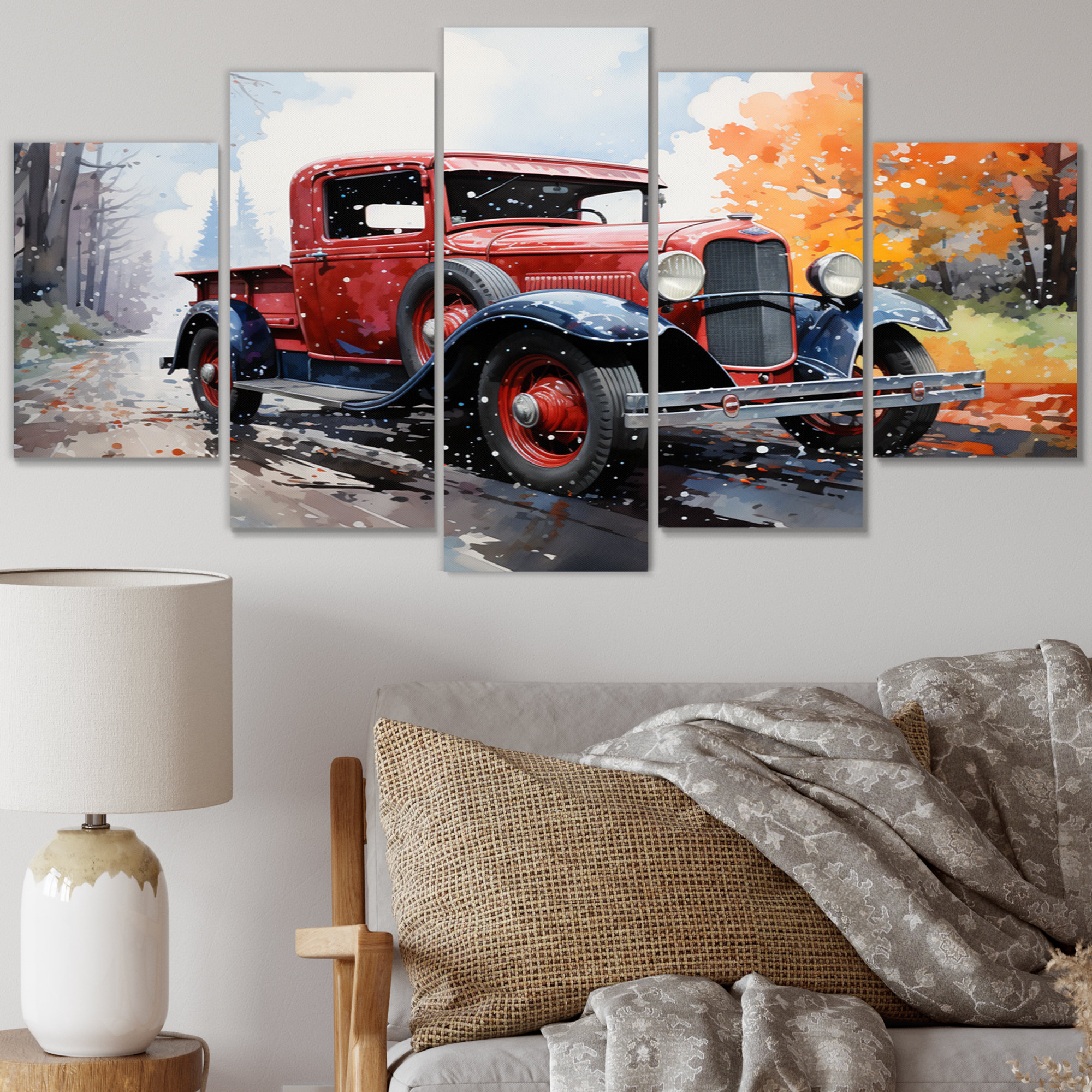 Trent Austin Design® 'Red Pickup Truck Road Legends I - Transportation ...