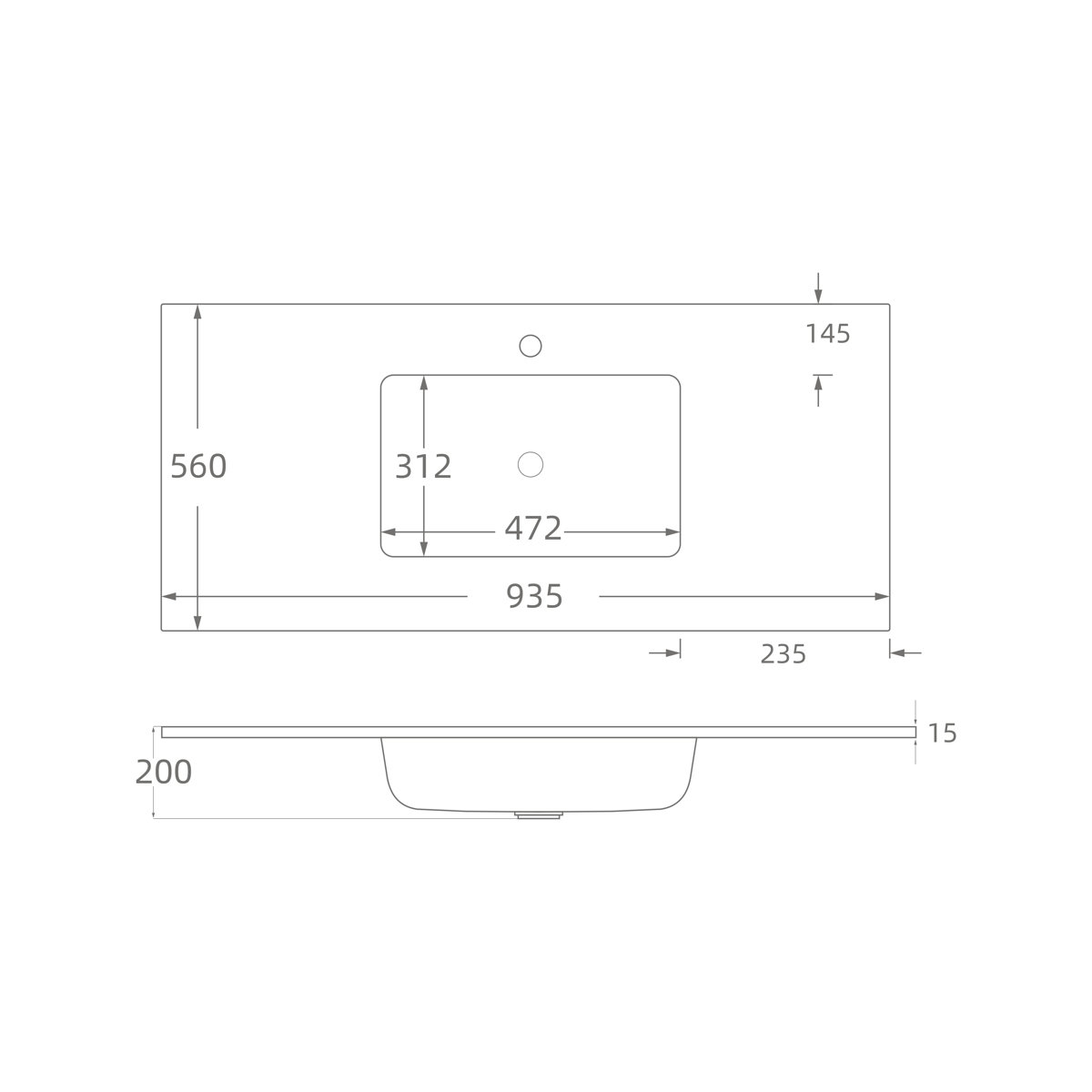 Vanity Atelier 37"Wx22"D Solid Surface Resin Vanity Top with Sink ...