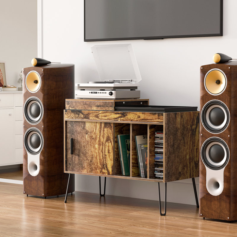 17 Stories 27 "H solid wood pattern wooden record multimedia storage ...