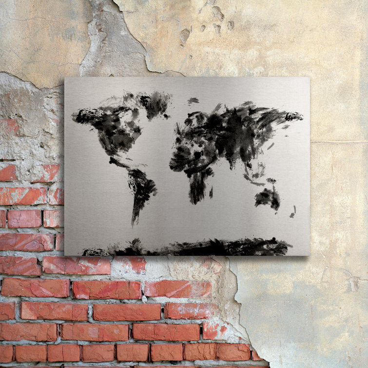 Wrought Studio Abstract Map On Metal by Michael Tompsett Print | Wayfair