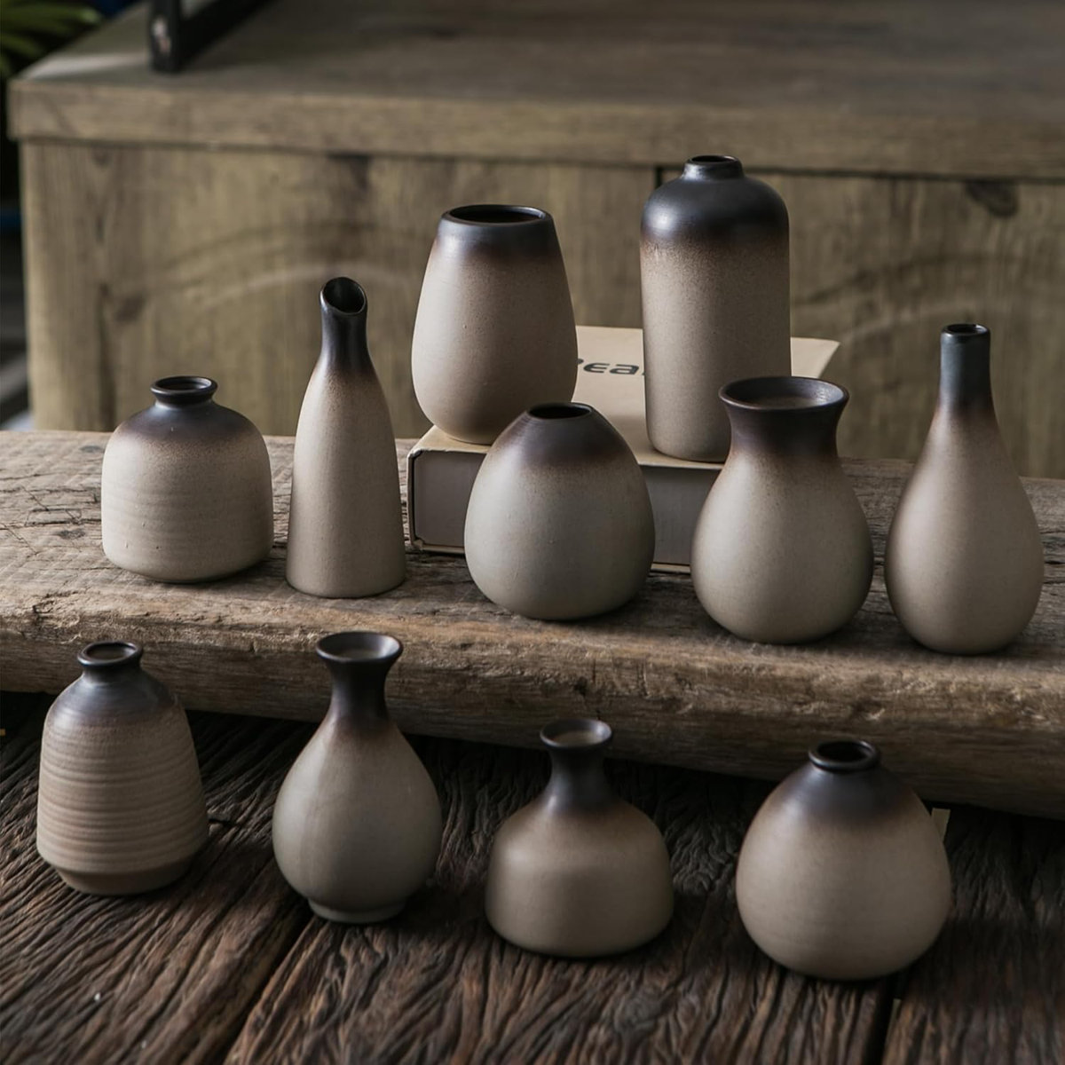 Loon Peak® Rustic Ceramic Bud Vase Set Of 11, Mini Vases For Fresh And ...
