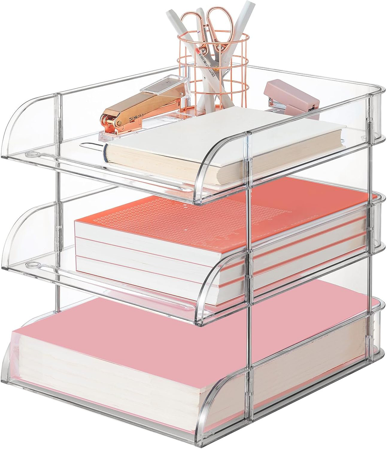 Inbox Zero 3-pack Clear Stackable Paper Trays | Wayfair