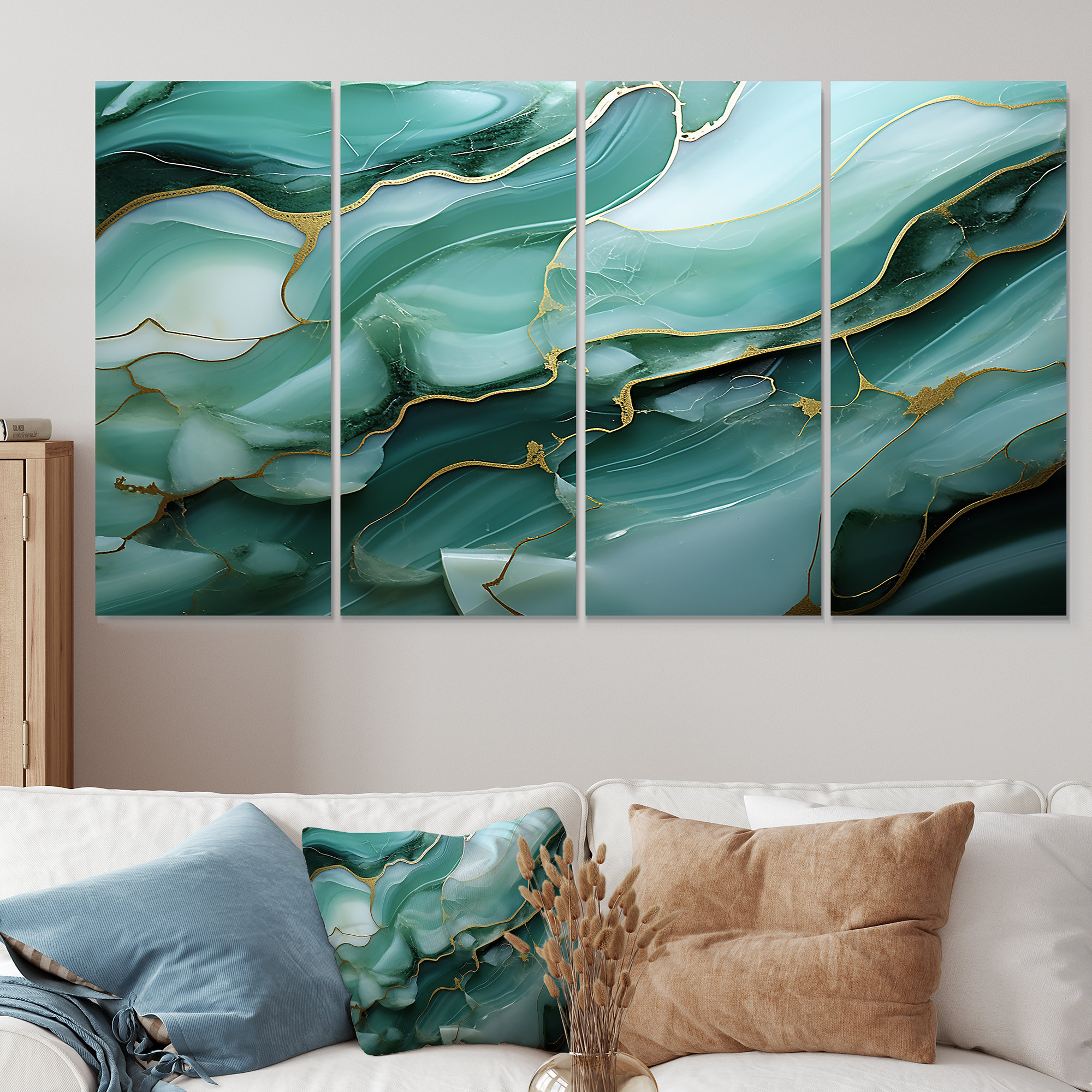 Wrought Studio™ Green And Grey Liquid Ink Mirage I - Abstract Liquid ...
