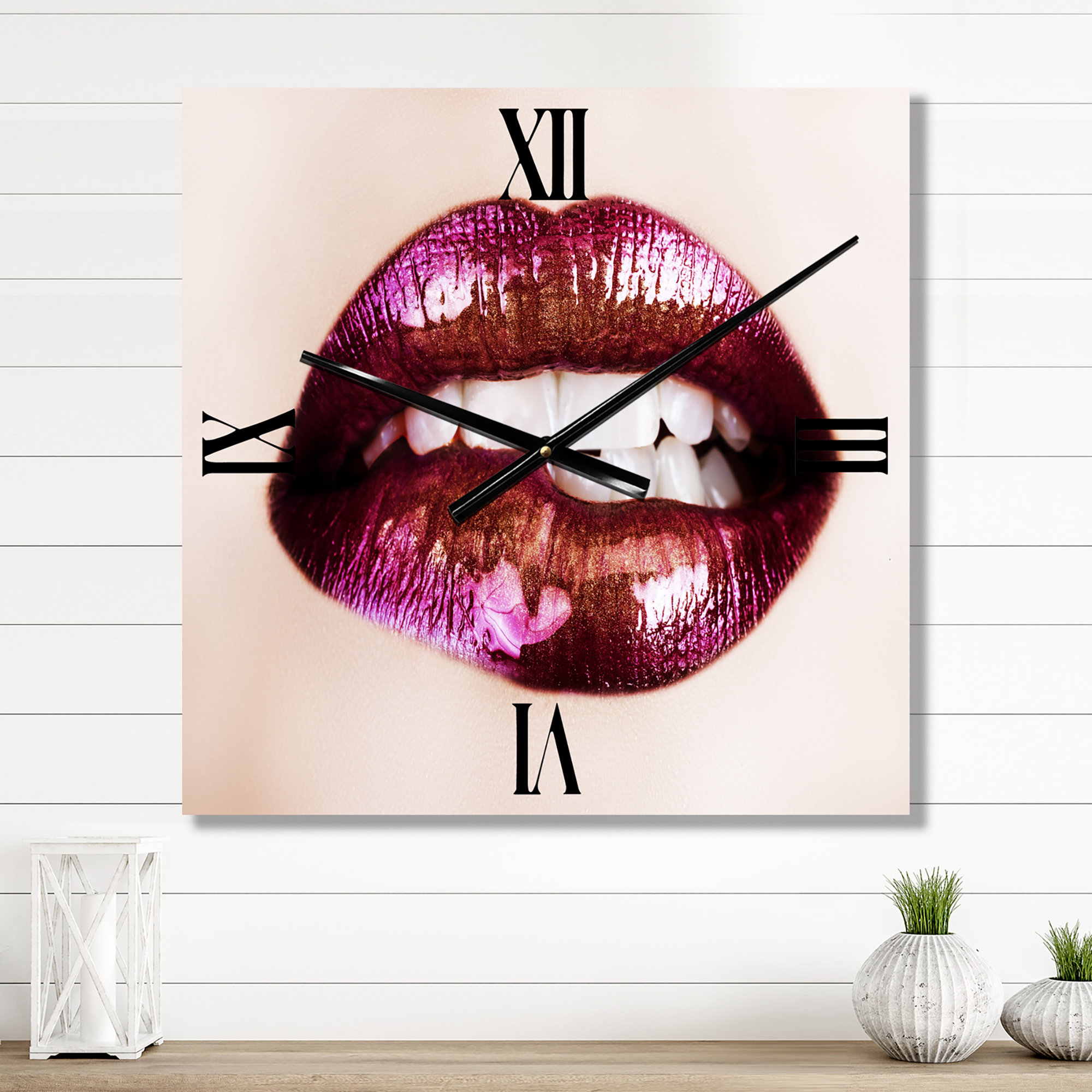 East Urban Home Close-Up of Woman Lips Wall Clock | Wayfair