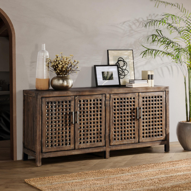 Rosalind Wheeler Charnese 80" Wide Pine Wood Sideboard & Reviews | Wayfair