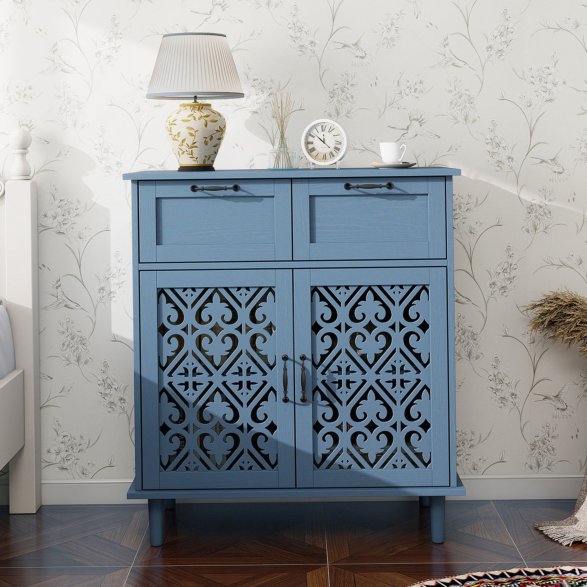 Latitude Run® Durable Wooden Storage Cabinet With Adjustable Shelves ...