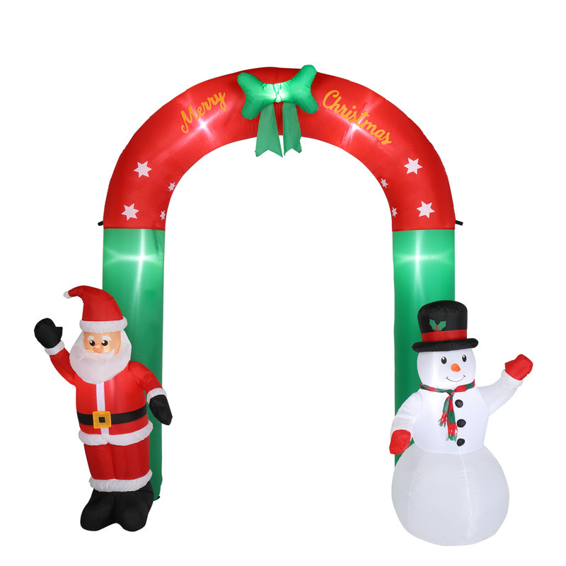 The Holiday Aisle® Tall Christmas Arch With Snowman And Santa ...