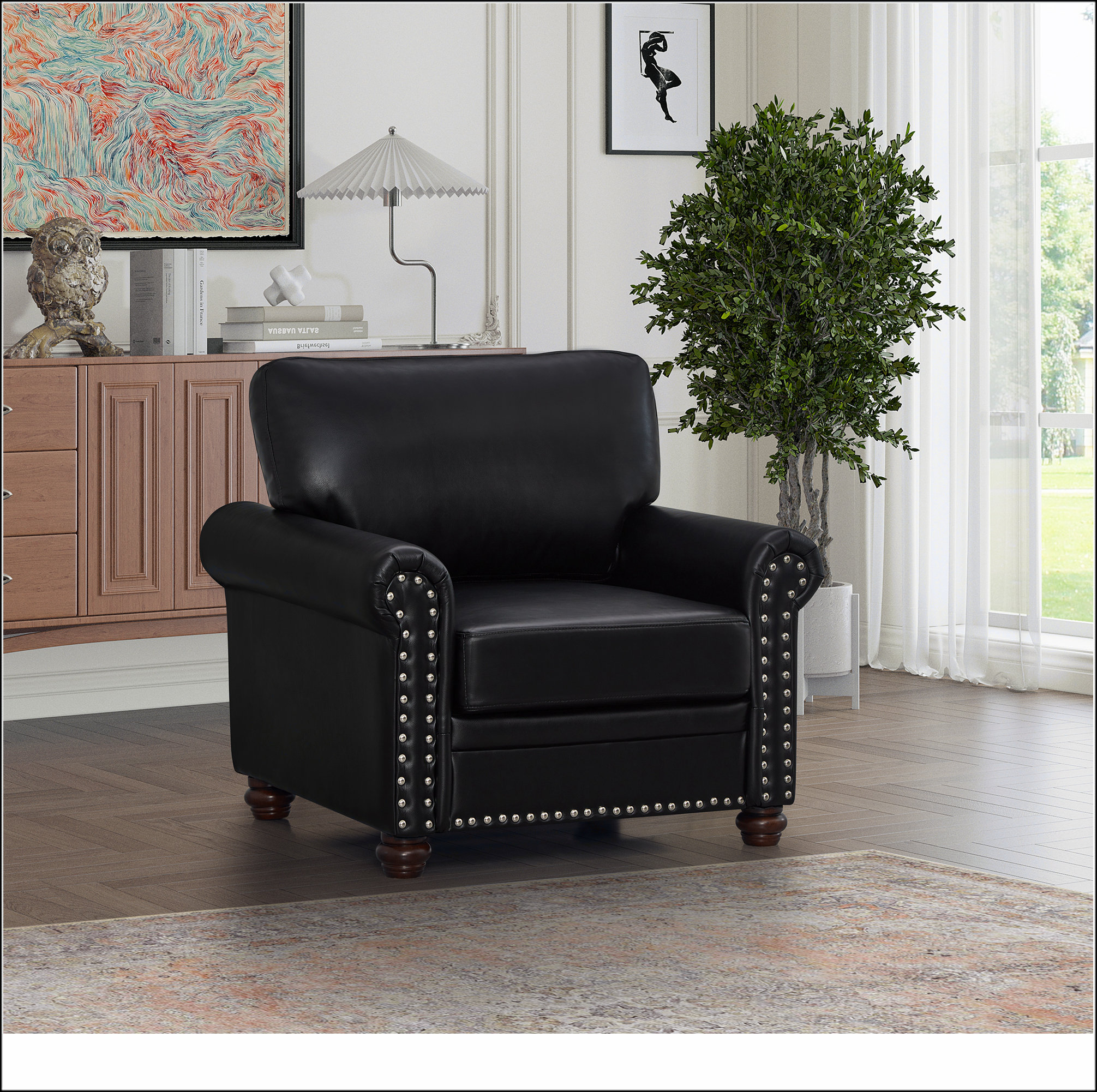 Charlton Home Living Room Sofa Single Seat Chair with Wood Leg ...