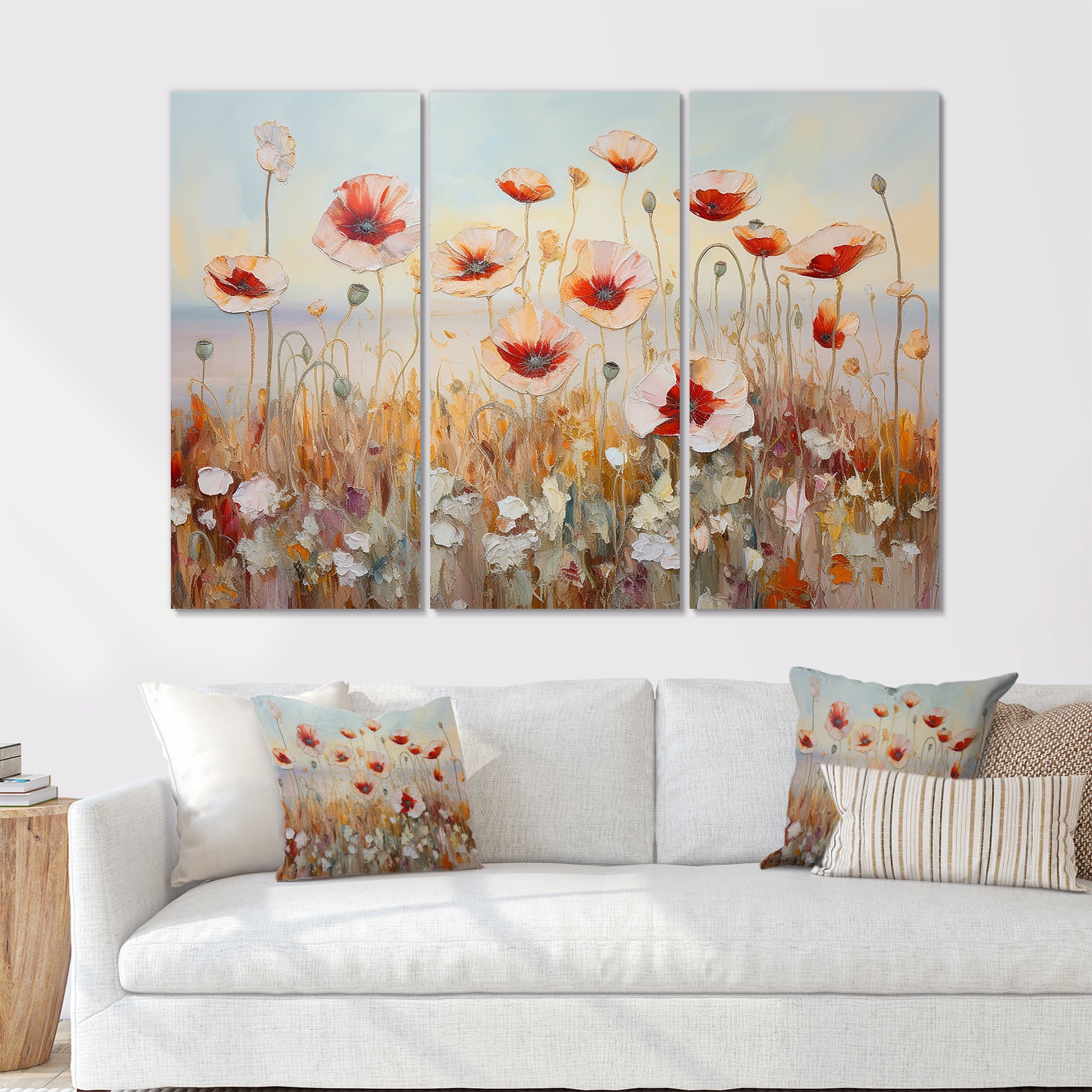 Lark Manor™ Red And Golden Poppies Field - Poppies Wall Decor Set | Wayfair