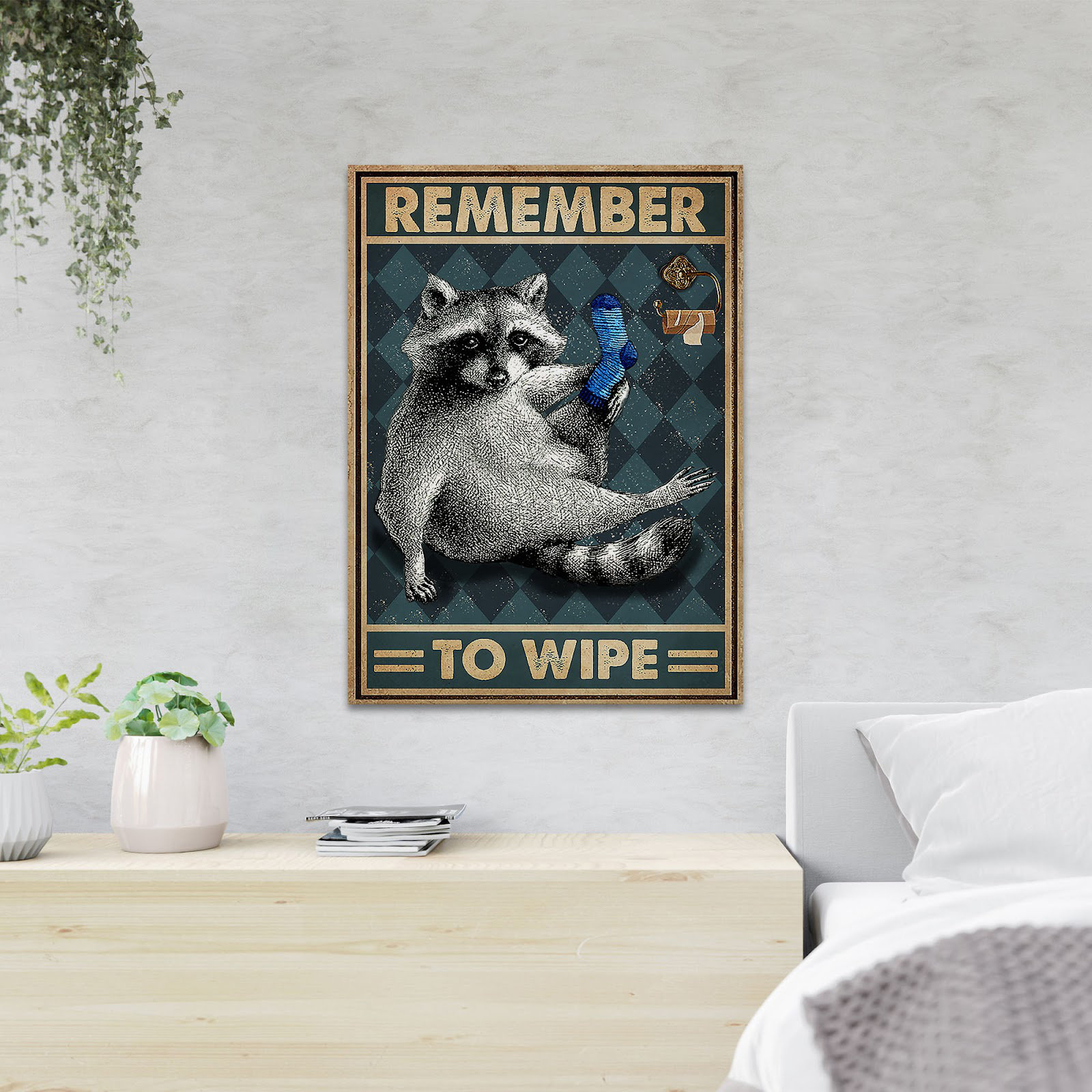 Trinx Raccoon With Napkin - Remember To Wipe - 1 Piece Rectangle ...