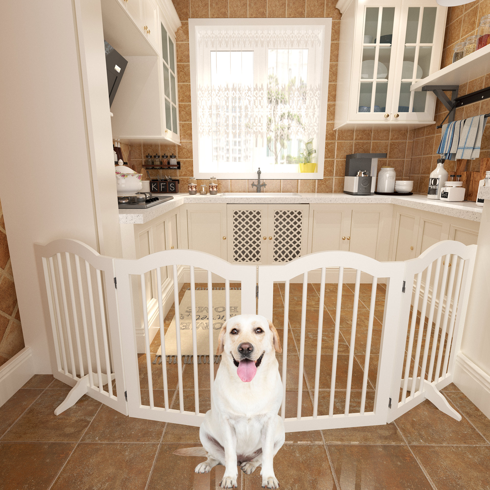 Archie & Oscar™ 27.6" Height Tall Freestanding Pet Gate, 4 Panels ...