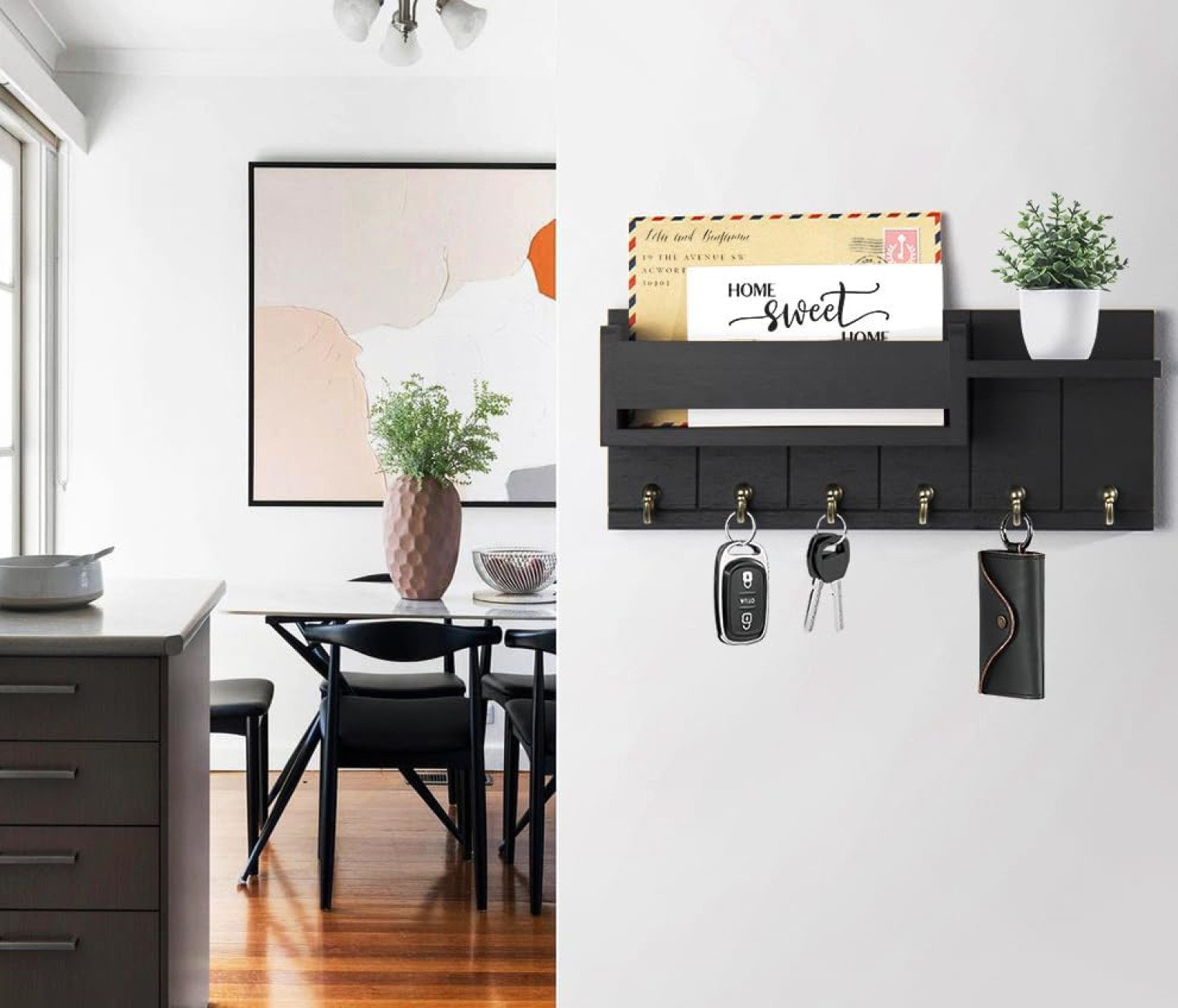 INSALER Key Holder Wall Mount Decorative Key Rack And Mail Organizer ...