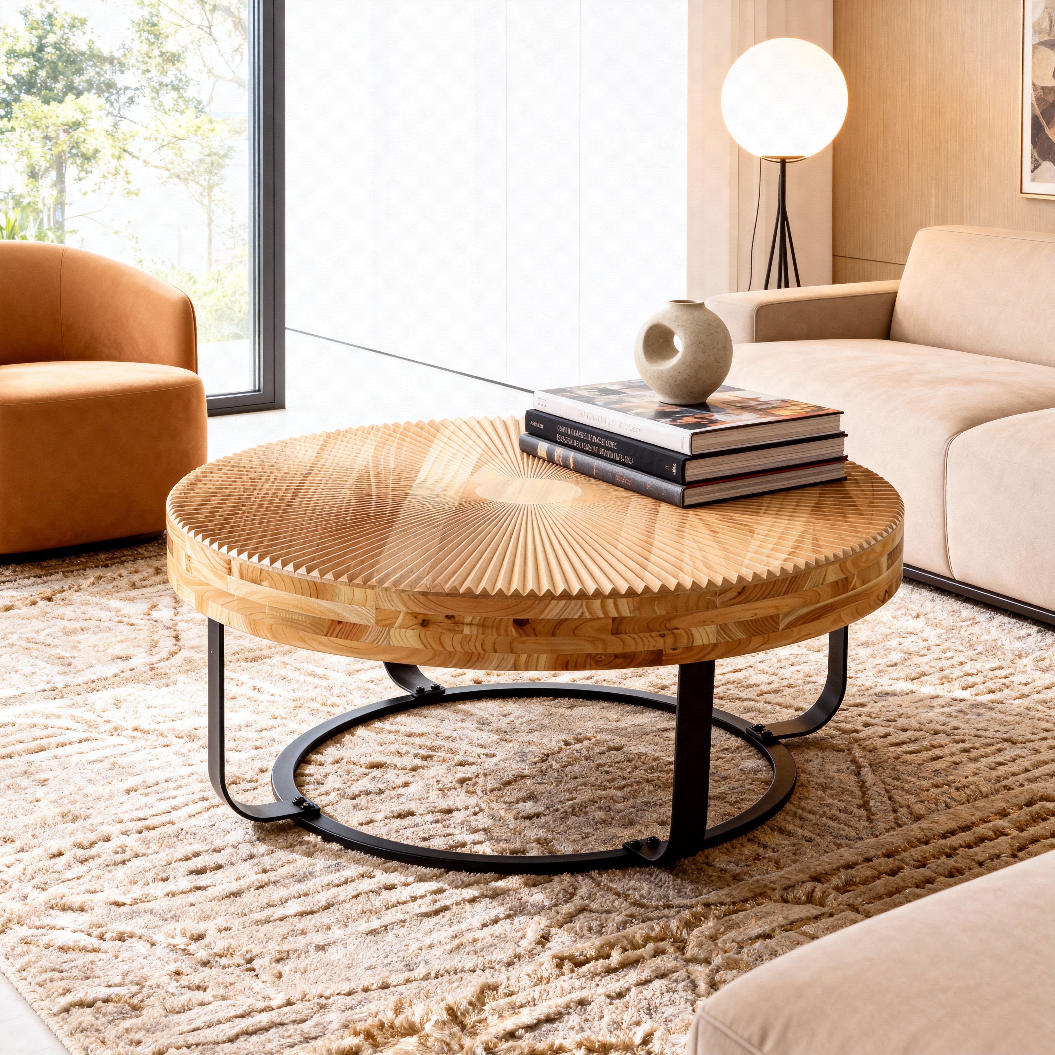 George Oliver Modern Retro Splicing Round Coffee Table,Fir Wood Table ...