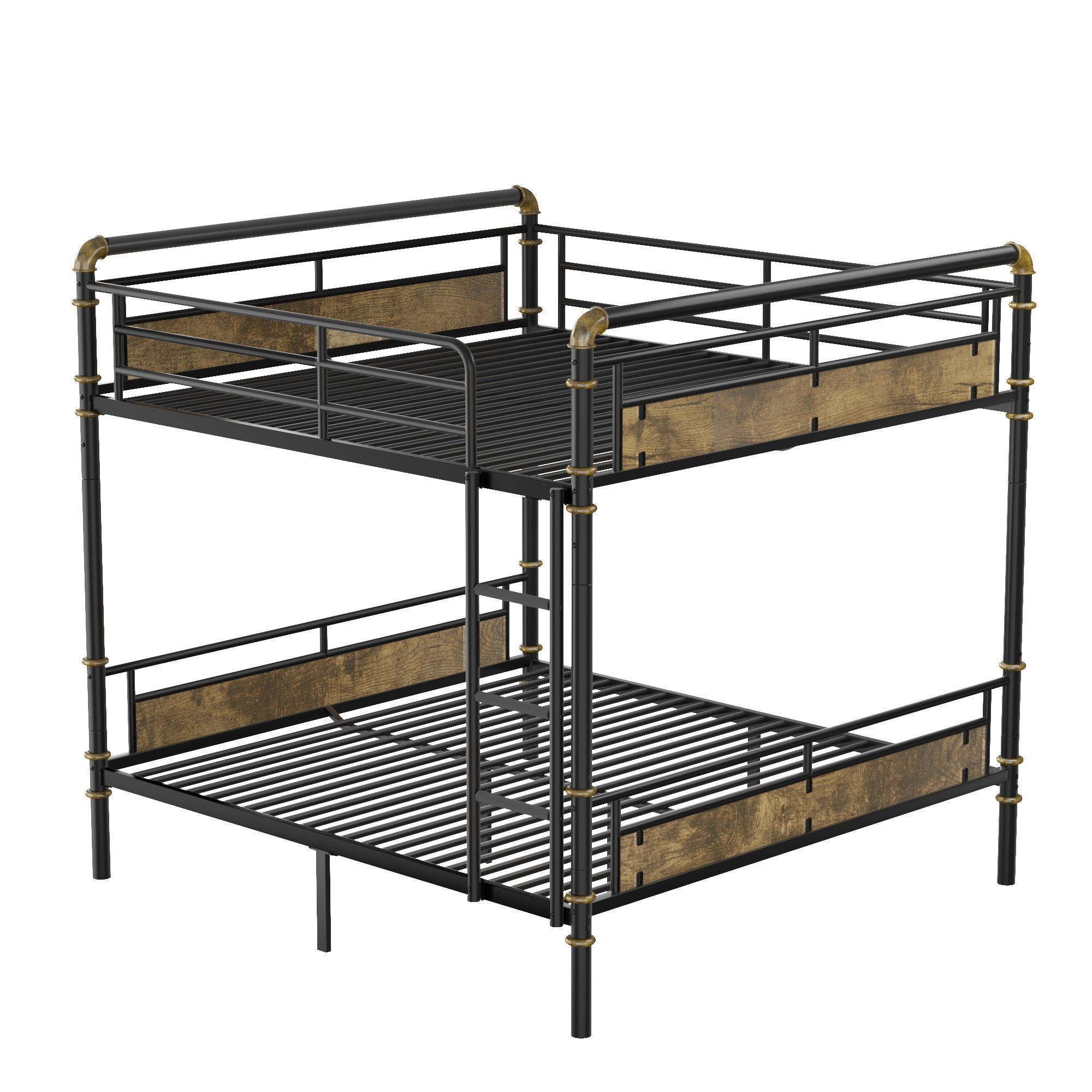 Mason & Marbles Queen over Queen Metal Bunk Bed with Guard Rails ...