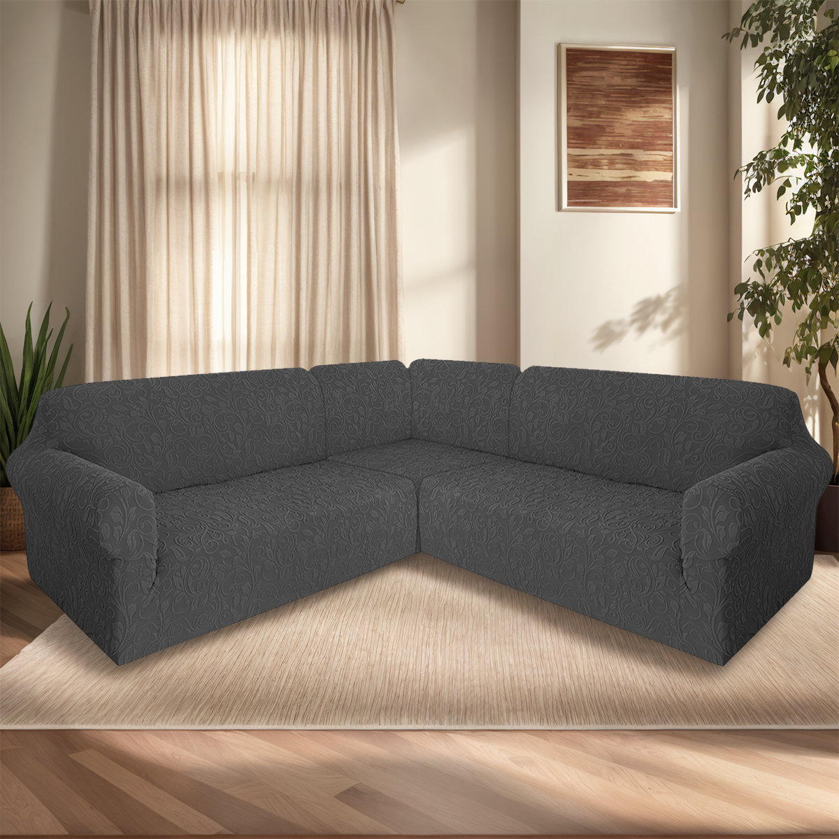 Latitude Run® Soft Jacquard Stretch Sofa Covers For Sectional Corner ...