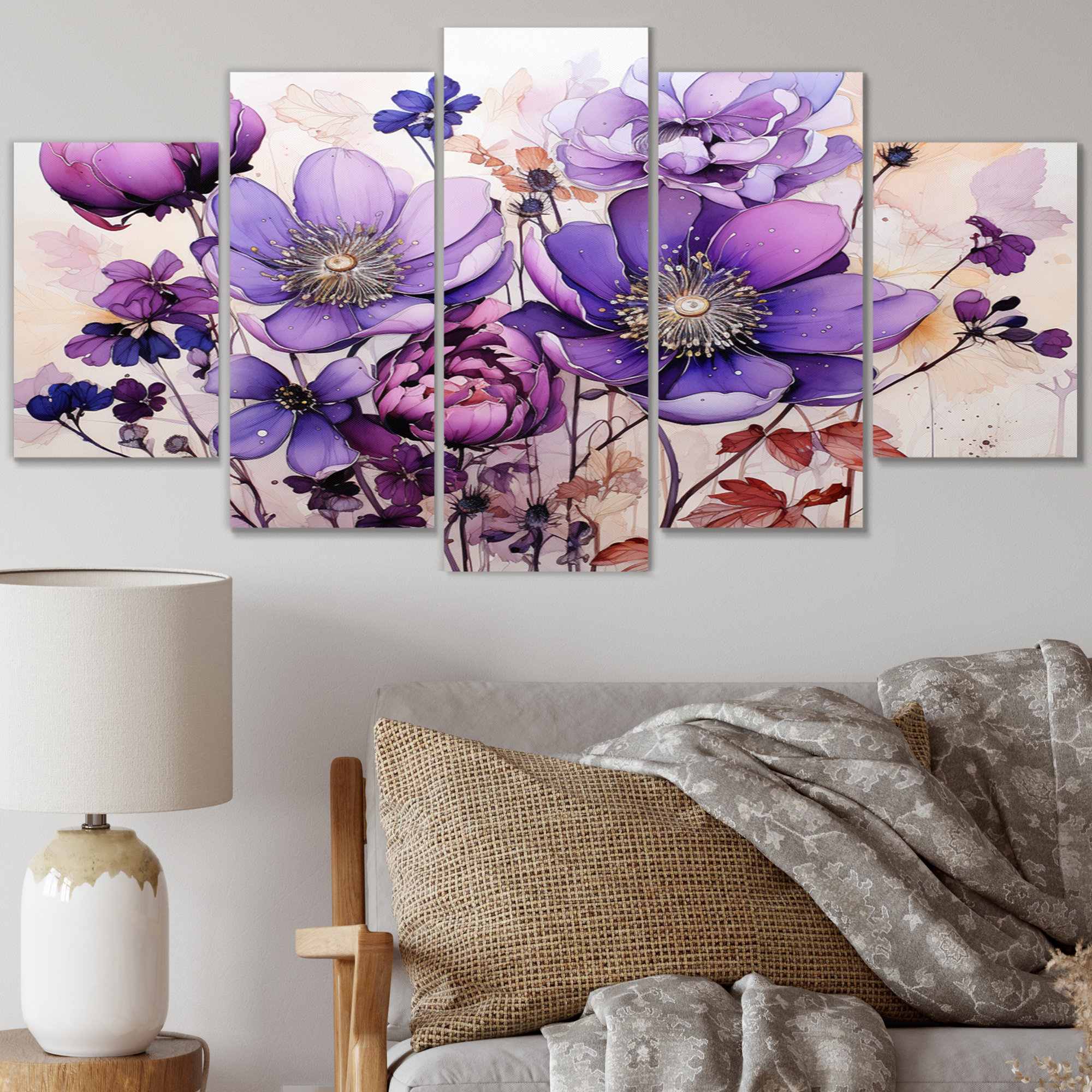 Design Art Purple Fauvism Abstract Botanical Rhapsody - Abstract ...