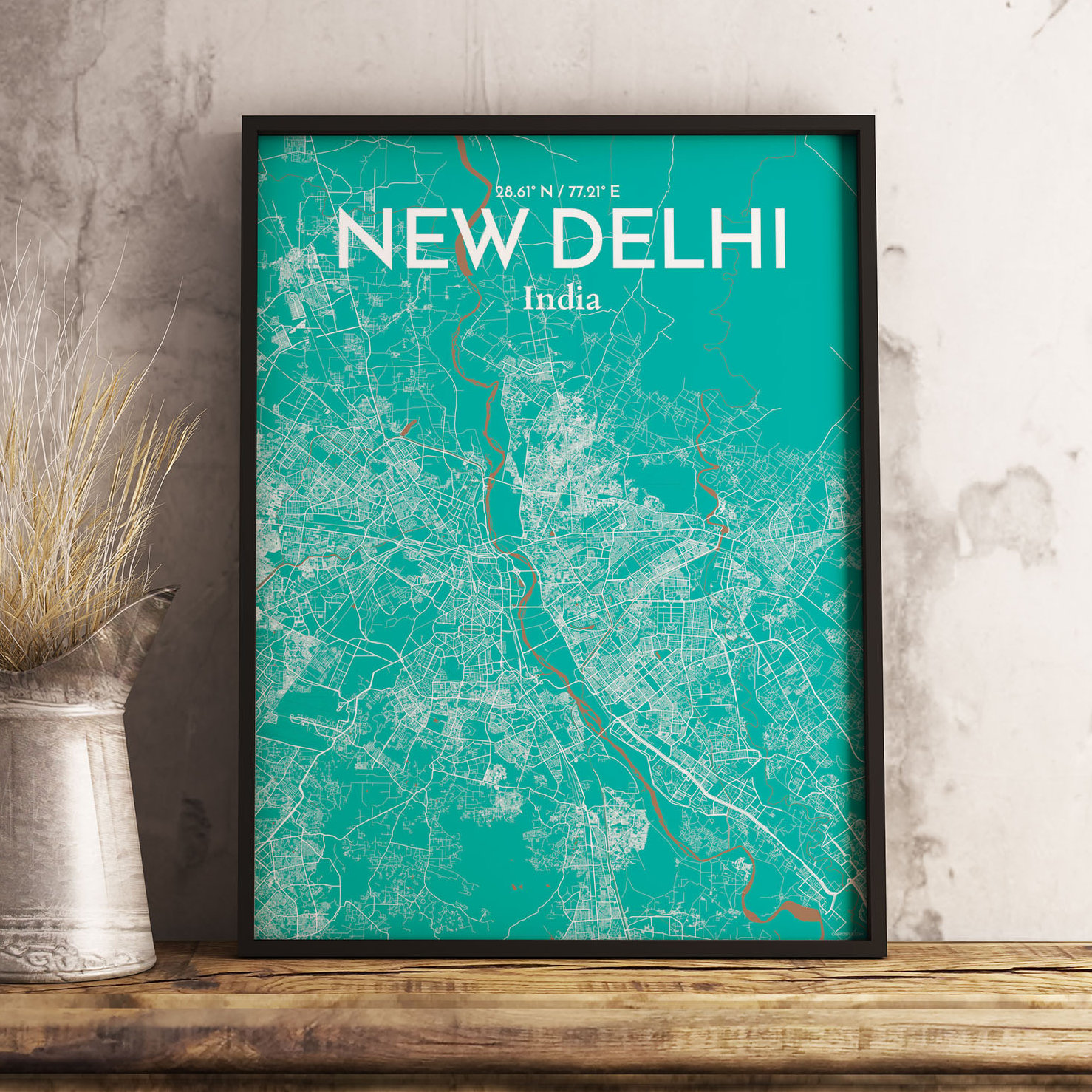 Wrought Studio™ 'New Delhi City Map' Graphic Art Print Poster in Nature ...