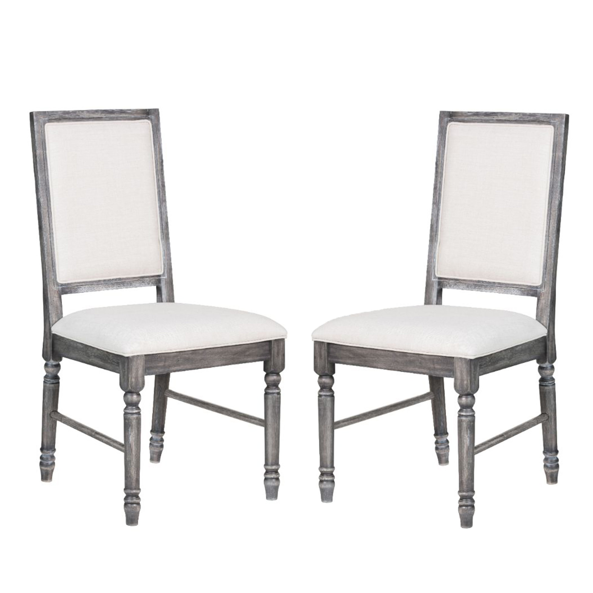 Hokku Designs Of 2 Dining Chairs Upholstered In Cream And Weathered ...