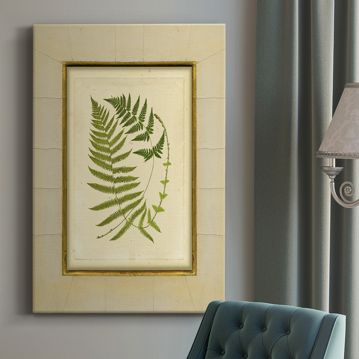 August Grove® Fern with Crackle Mat (H) III - Wrapped Canvas Graphic ...