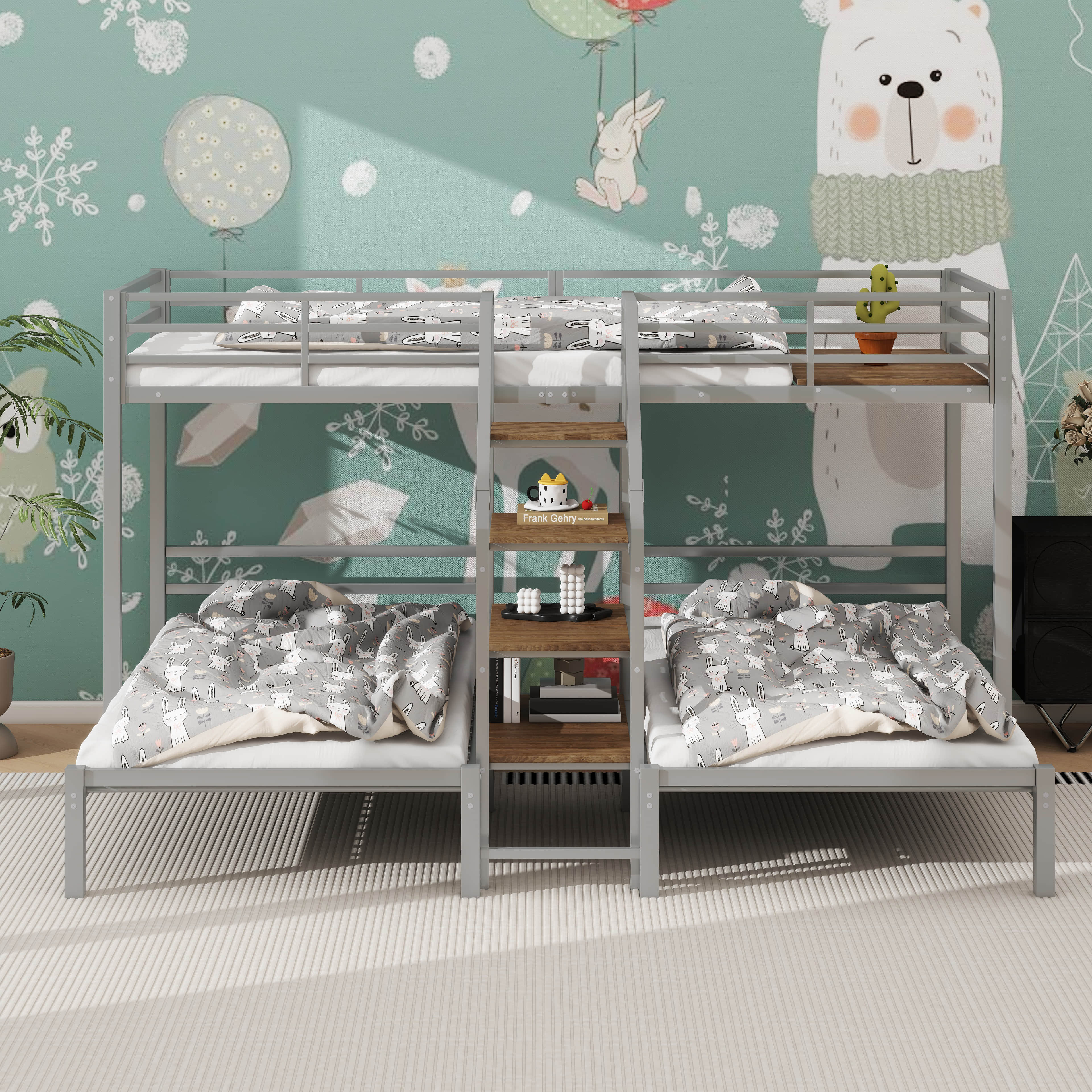 Mason & Marbles Metal Triple Bunk Bed With Twin-Over-Twin Configuration ...