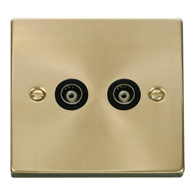 Marlow Home Co. Satin Brass Twin Isolated Coaxial Socket | Wayfair.co.uk