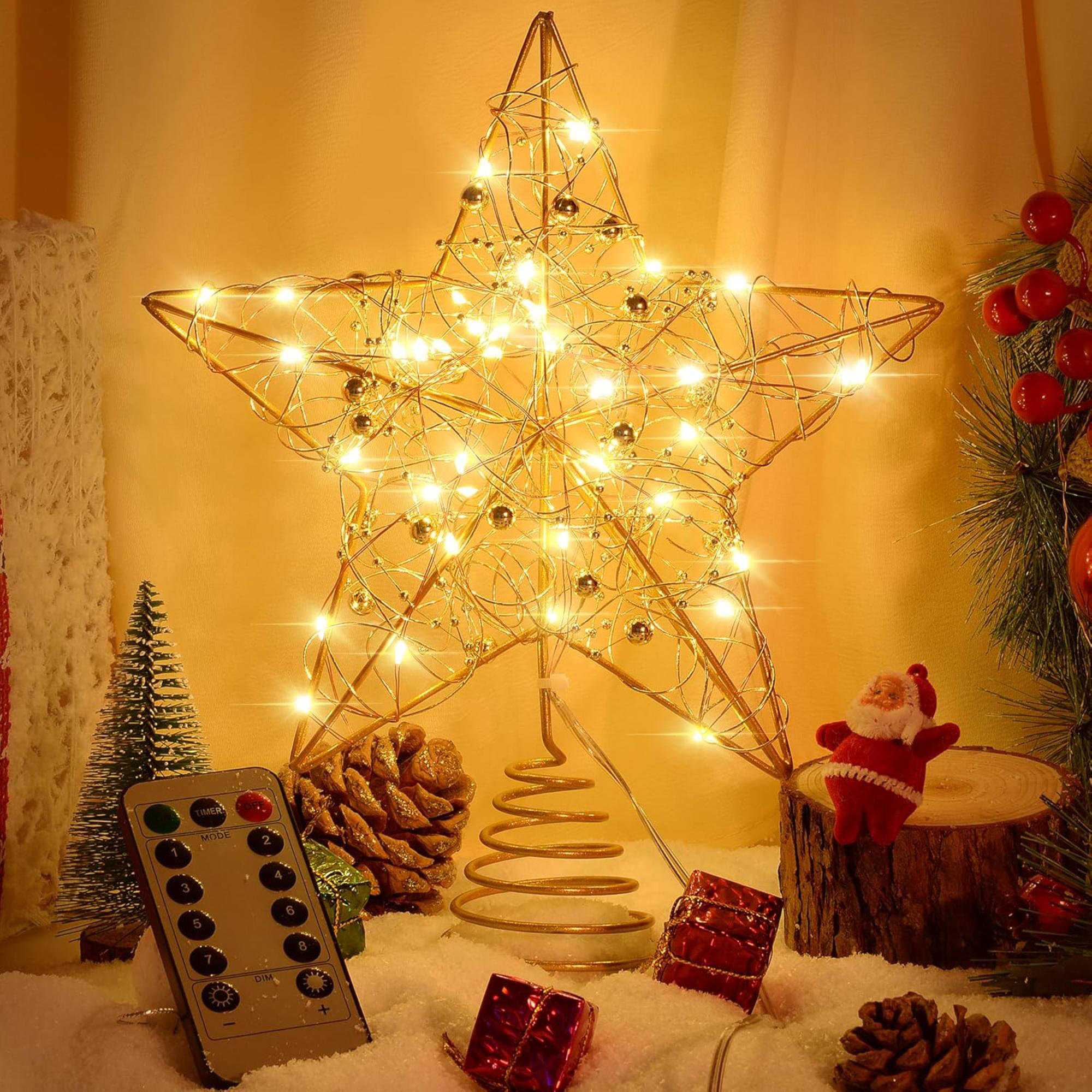 The Holiday Aisle® Christmas Tree Topper, 40 Light Tree Topper Star ...