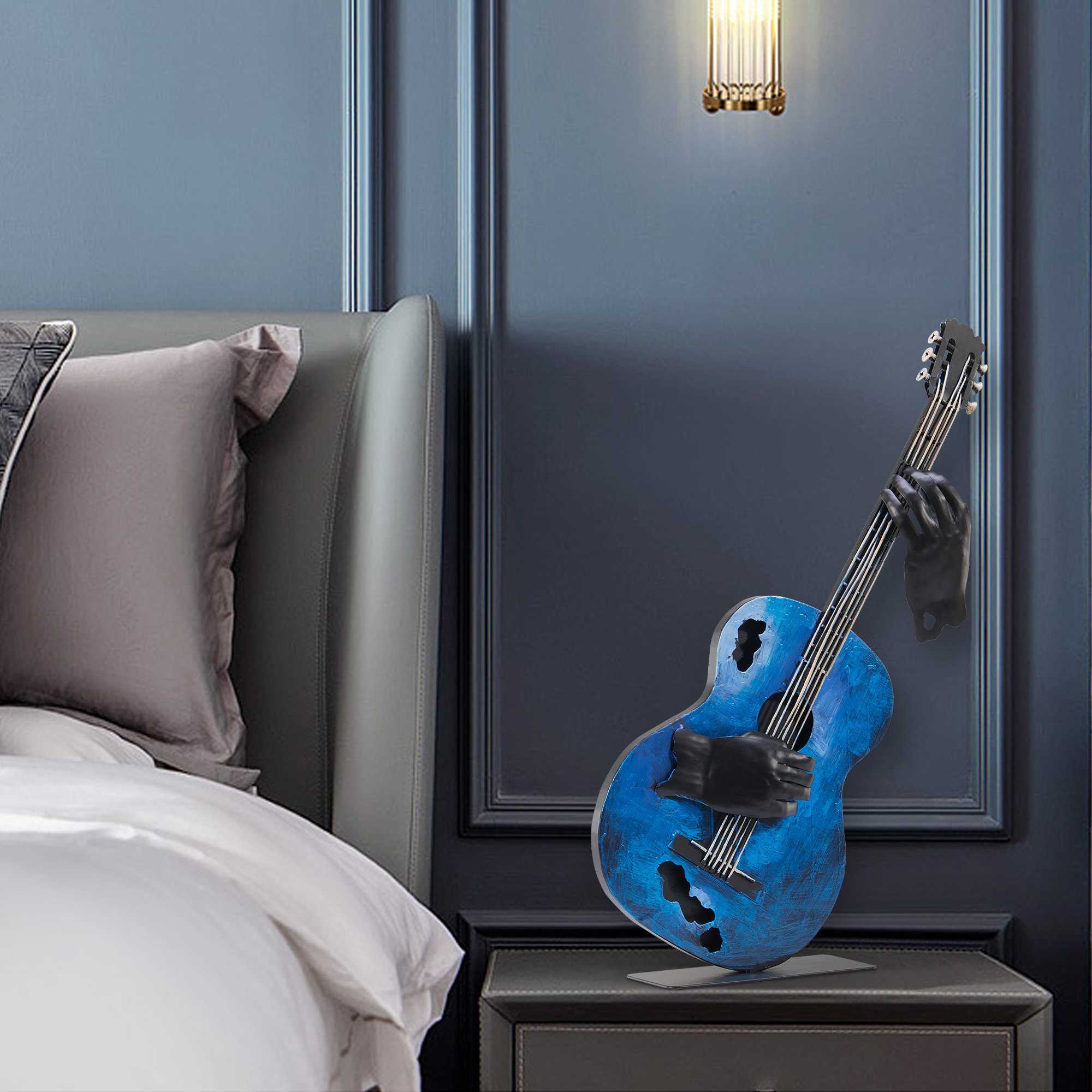 Lark Manor™ 23"H Handmade Metal Guitar Sculpture, Hand-Painted Music ...