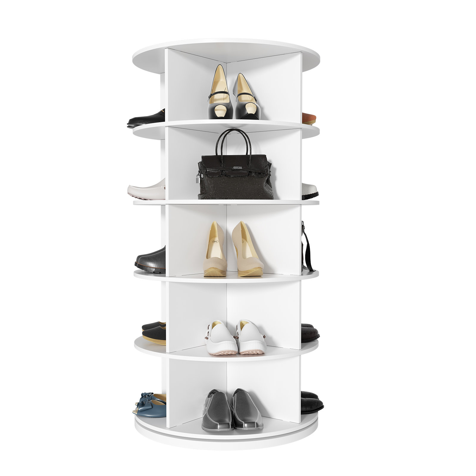 Latitude Run® 5-Tier Rotating Shoe Rack Tower, Space-Saving Shoe ...