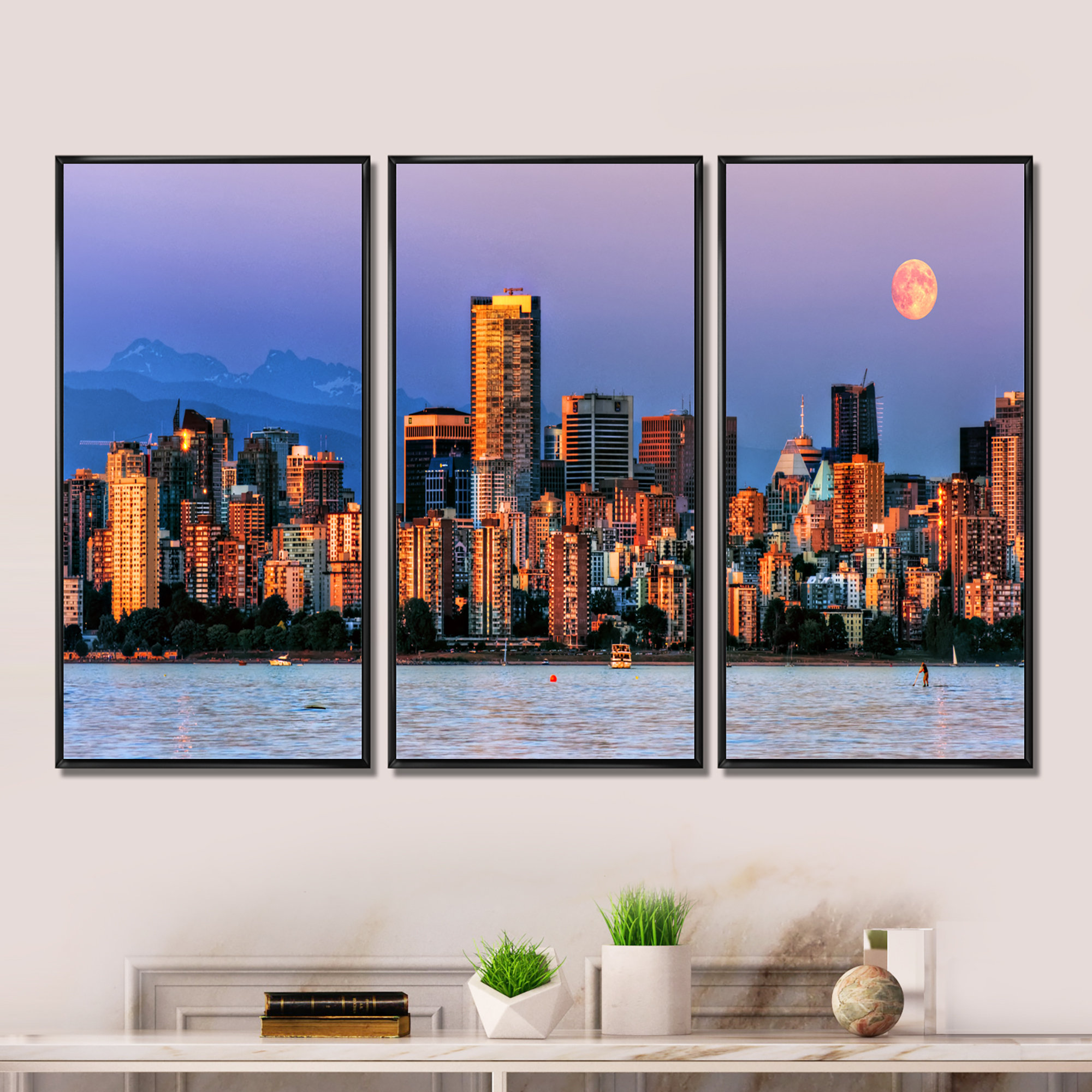 Ebern Designs Vancouver Downtown Skyscrapers - 3 Piece Floater Frame ...
