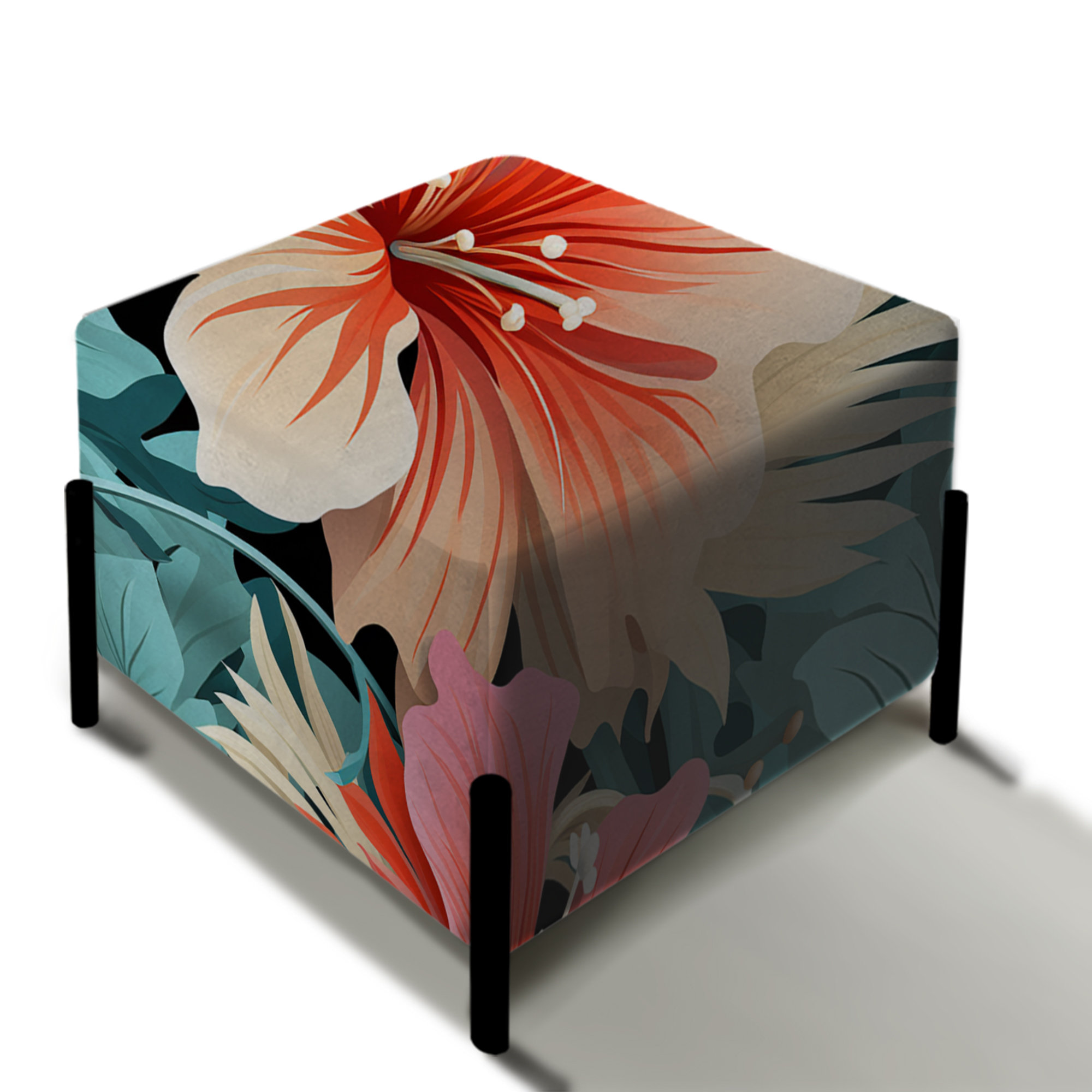 Design Art Coral Mirage Vi Tropical Pattern - Tropical Square Ottoman ...