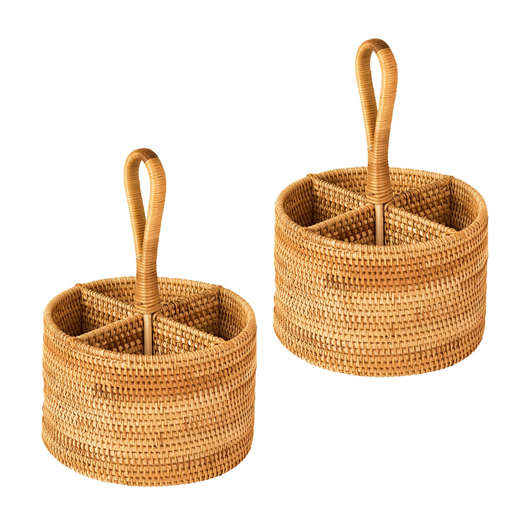 Stack man 2 Pack Rattan Round Condiment Carrier Cooking Utensil Caddy ...