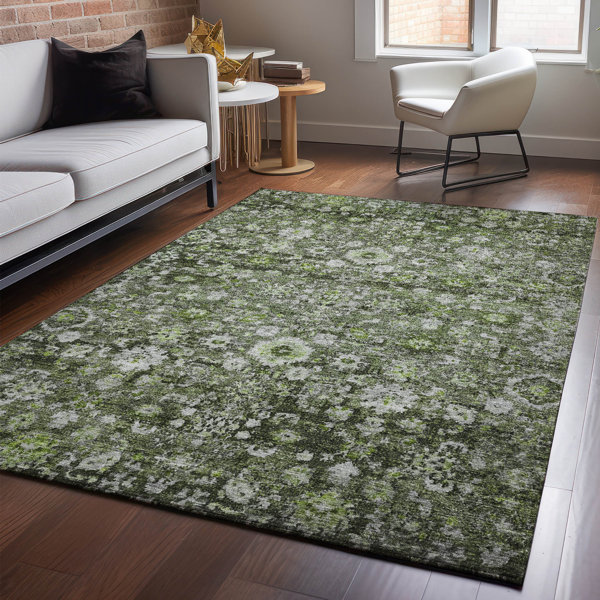 Wade Logan® Premium Machine Washable Cerrito Green Rug | Wayfair