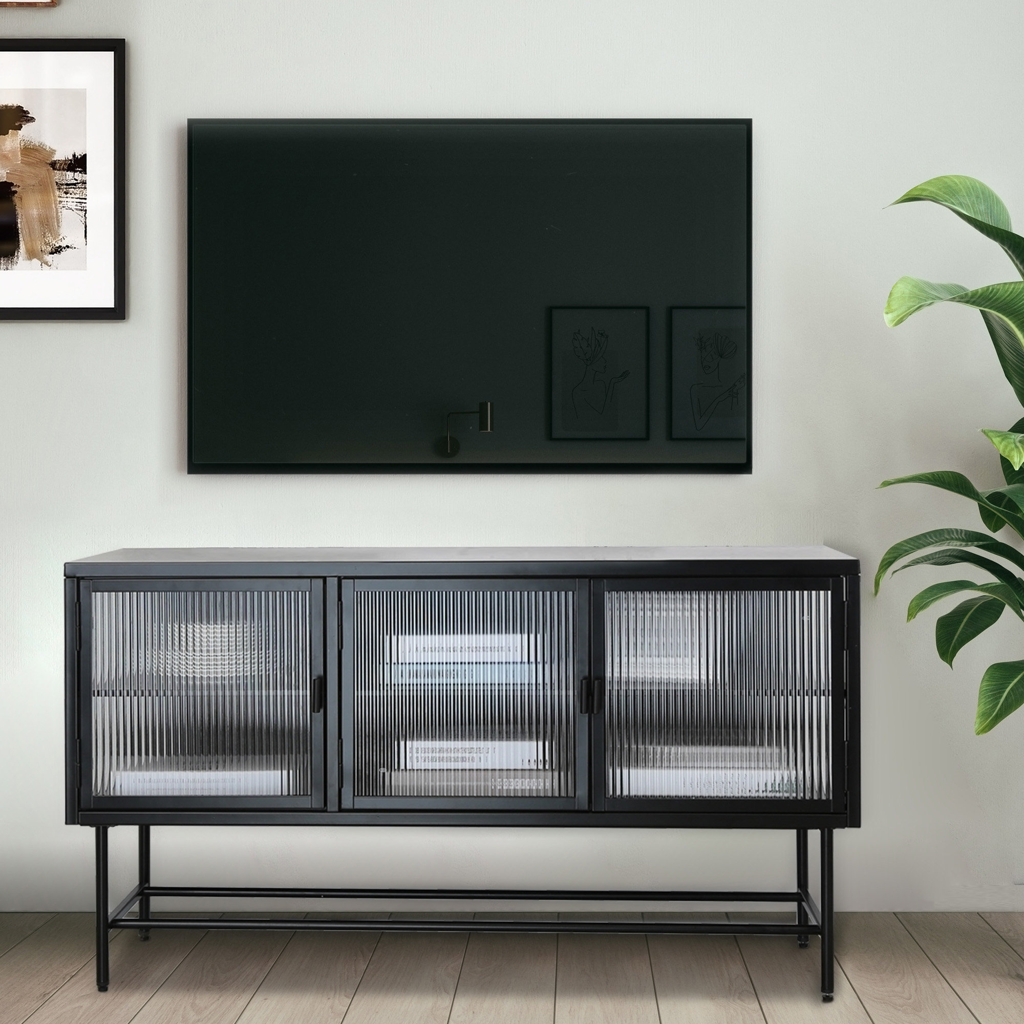 George Oliver Retro Style Entertainment Center TV Console TV Stand With ...