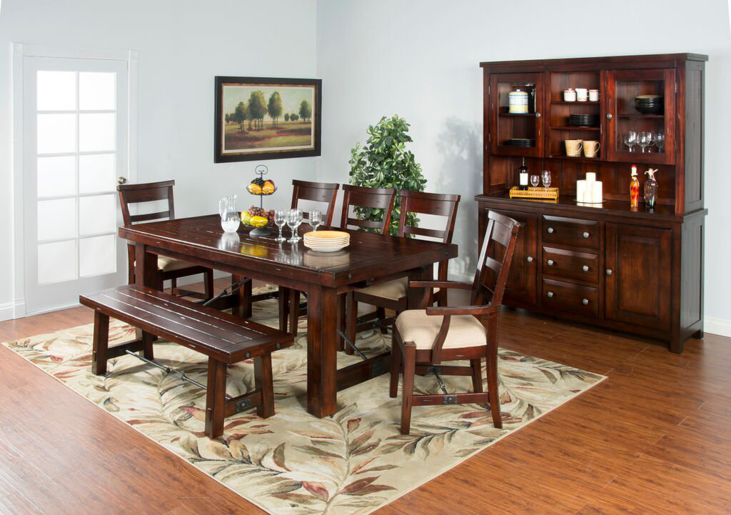 Loon Peak® Midvale Extension in Rustic Mahogany Solid Wood Dining Table ...