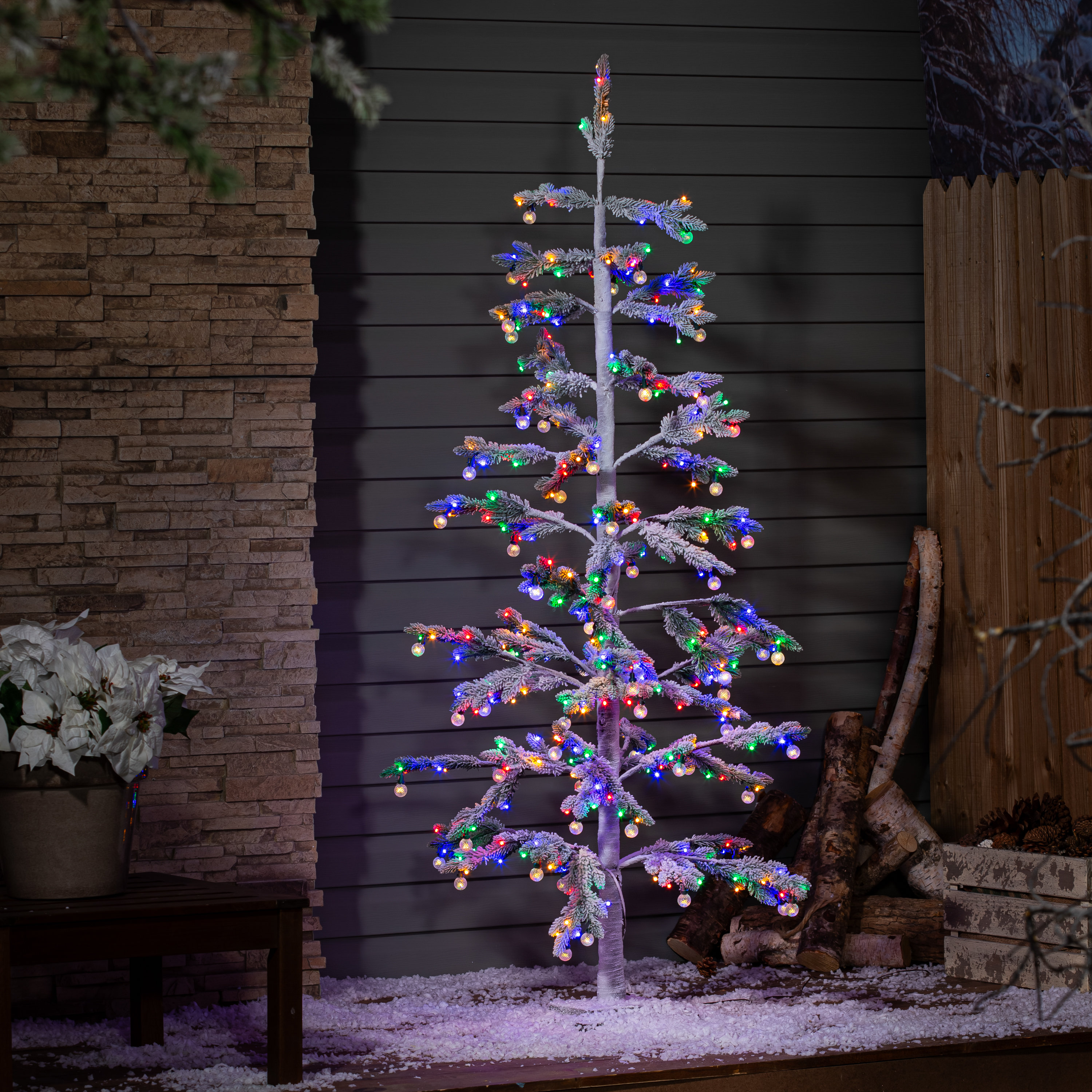 The Holiday Aisle® Indoor/Outdoor Multi Color LED Frosted Tree with ...