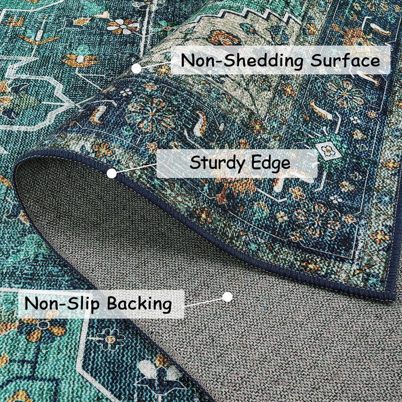 Bungalow Rose 4ft Ultra-Thin Teal Round Area Rug | Wayfair