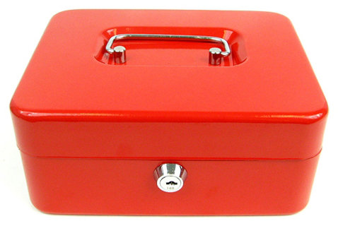Stalwart 8" Key Lock Red Cash Box with Coin Tray | Wayfair