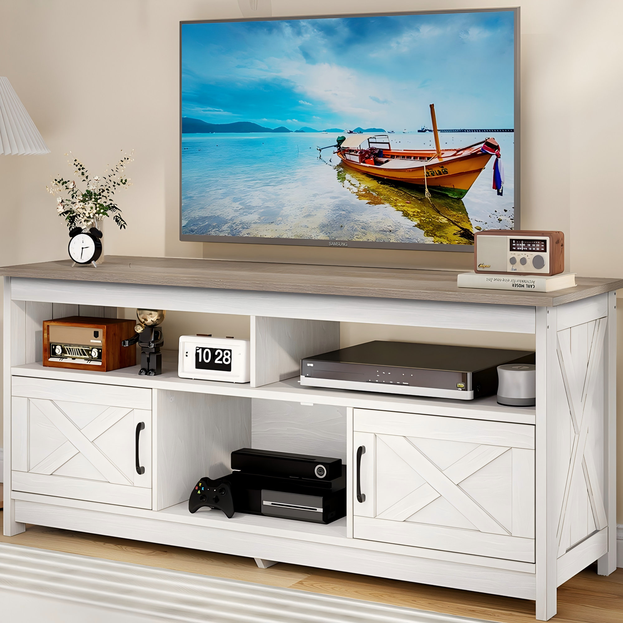 Gracie Oaks Modern Mid-Century Entertainment Center Media Console Table ...