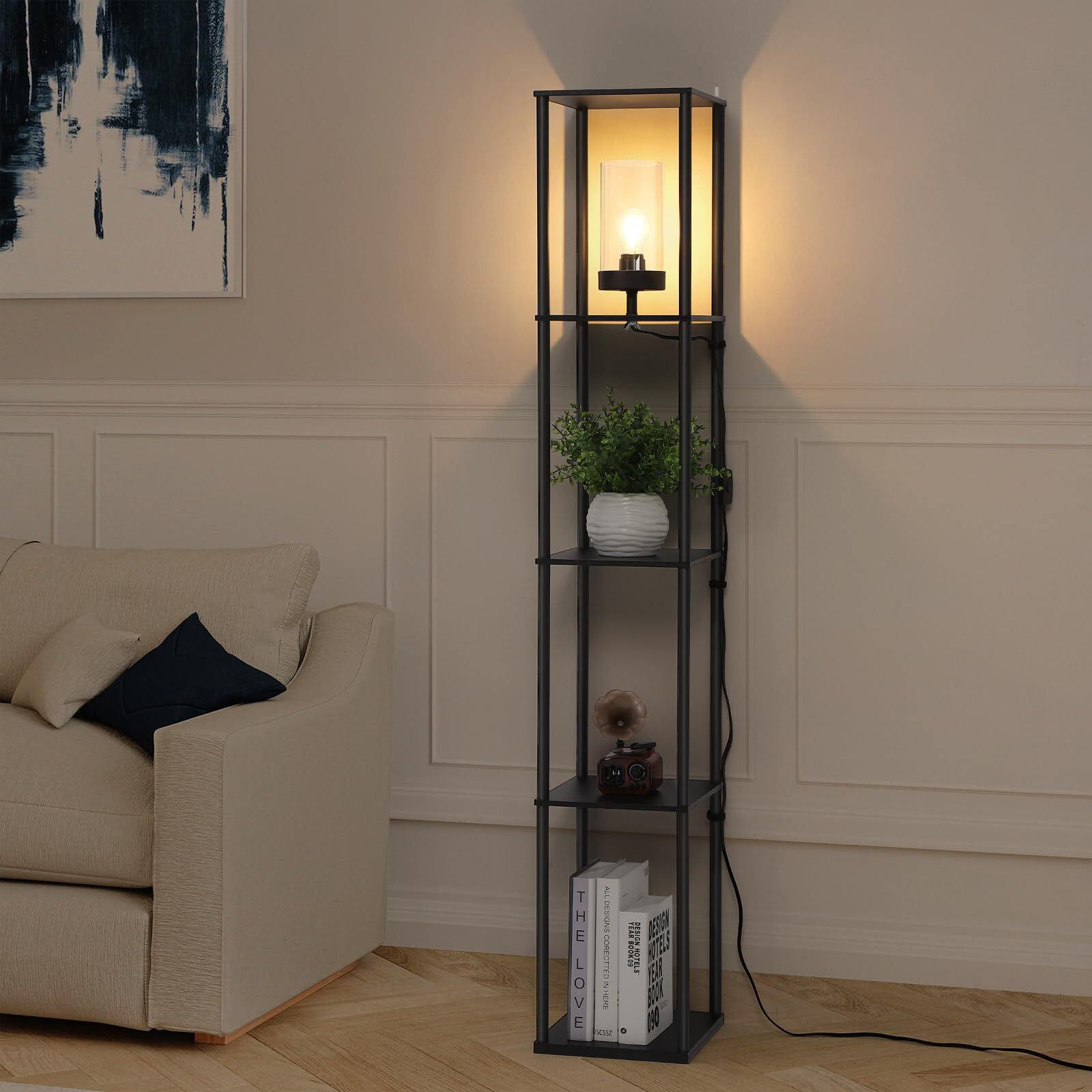 Ebern Designs 70" Tall 5-Tier Modern Standing Shelf Floor Lamp With ...