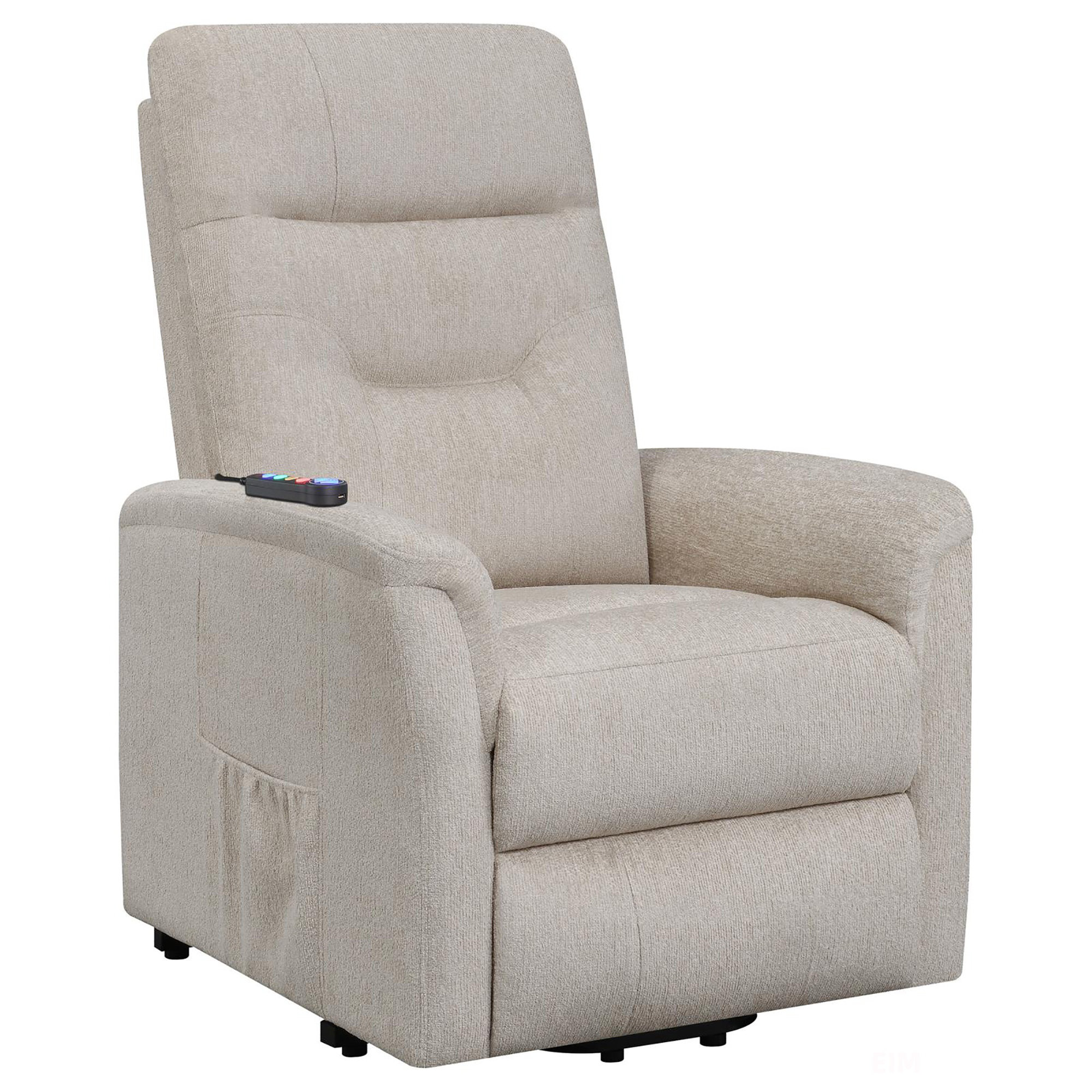 Hokku Designs Beige Upholstered Power Lift Recliner | Wayfair