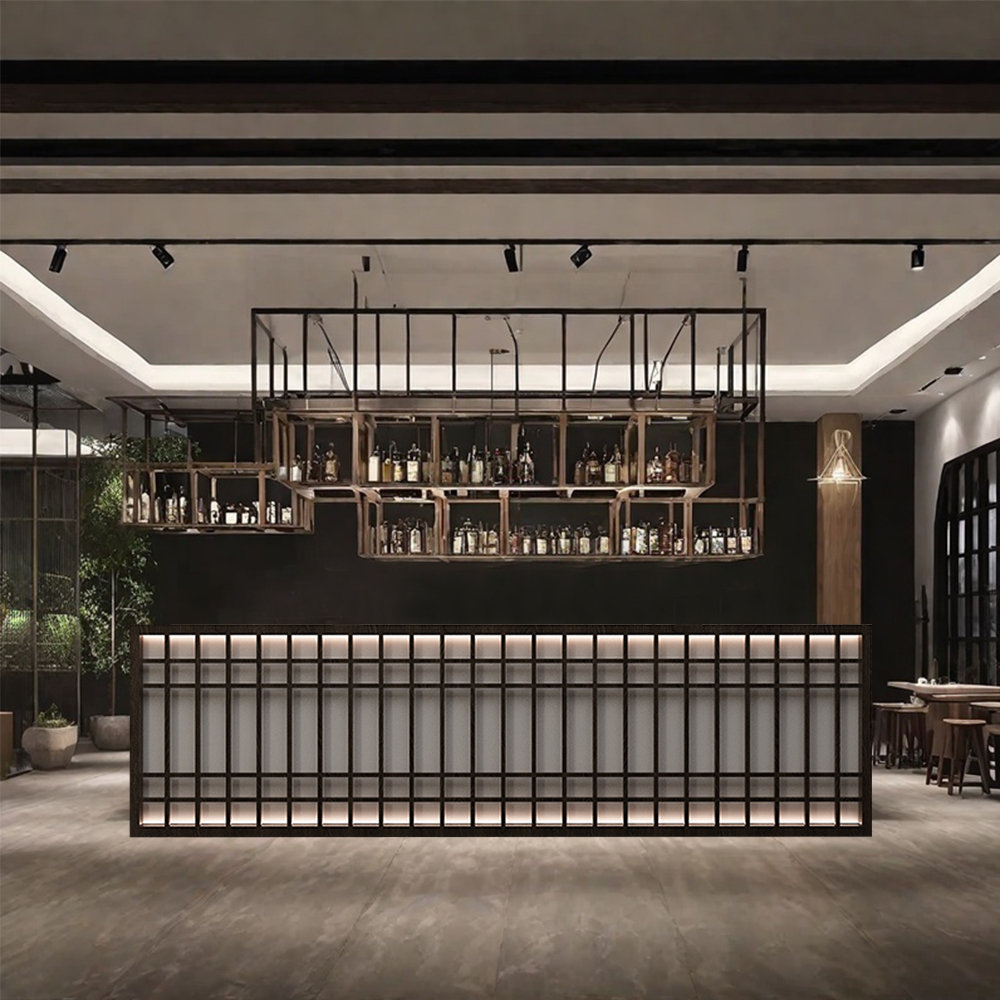 KPXU Bar Counter Bar Counter Front Desk with Single Countertop, Wine ...